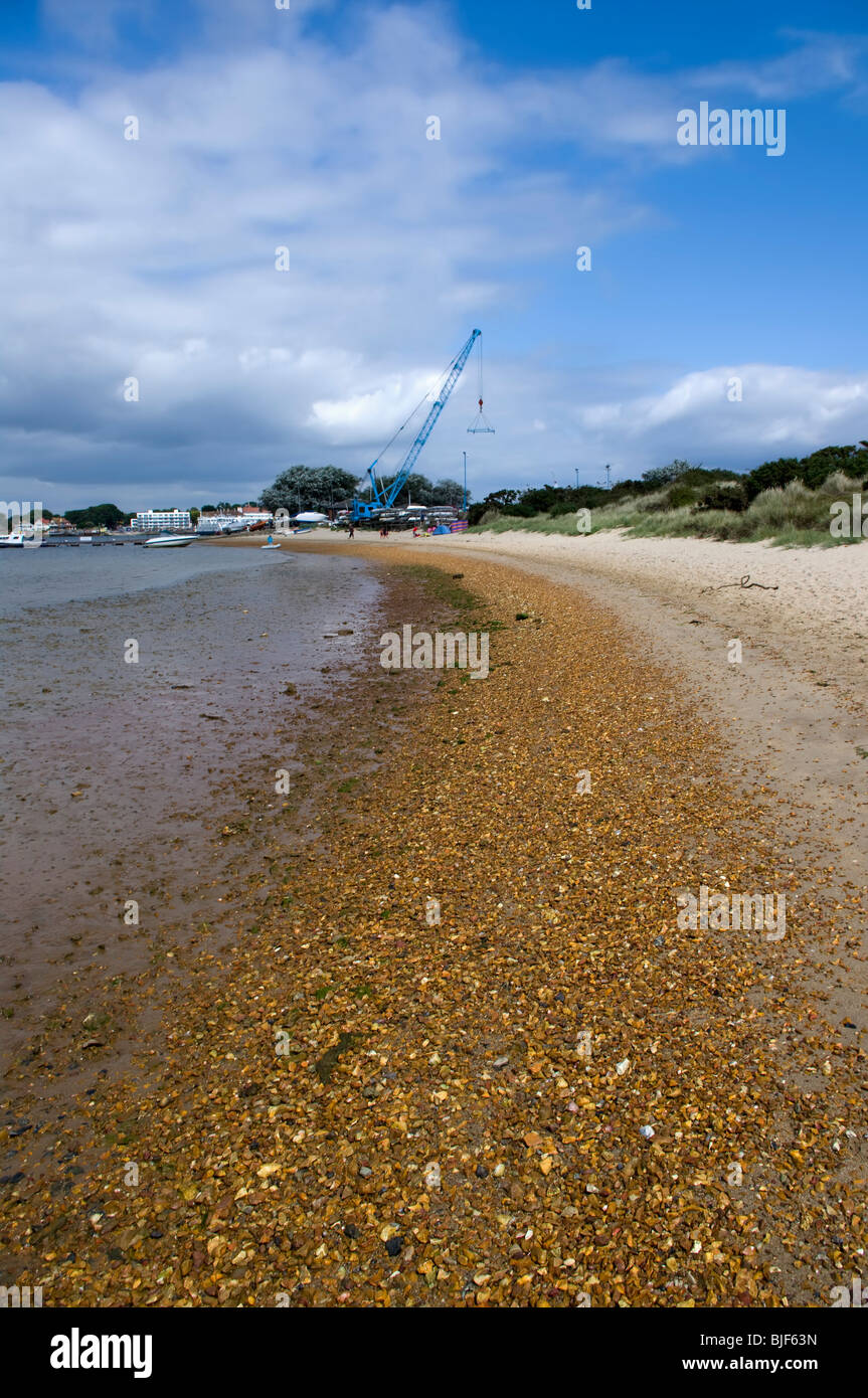 poole bay and harbour at the sea channel between studland beach and ...