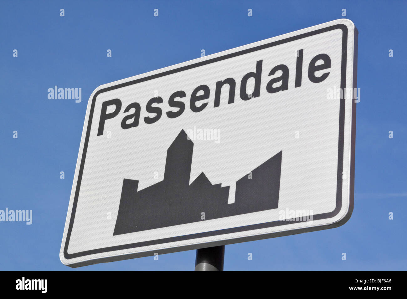 Sign showing the village of Passendale, or Passchendaele Belgium Stock ...