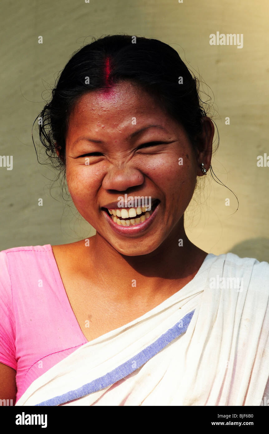 Happy Assamese woman Stock Photo - Alamy