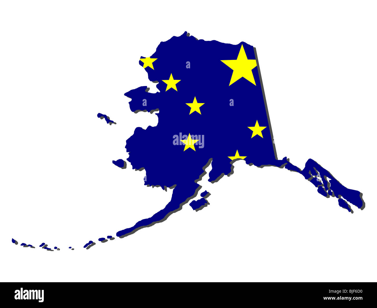 Map of Alaska and state flag illustration Stock Photo - Alamy