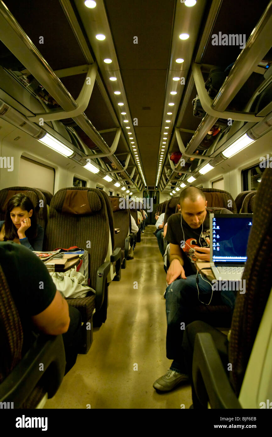 Italy, Aboard the EuroStar train, From Milan to Rome Stock Photo - Alamy