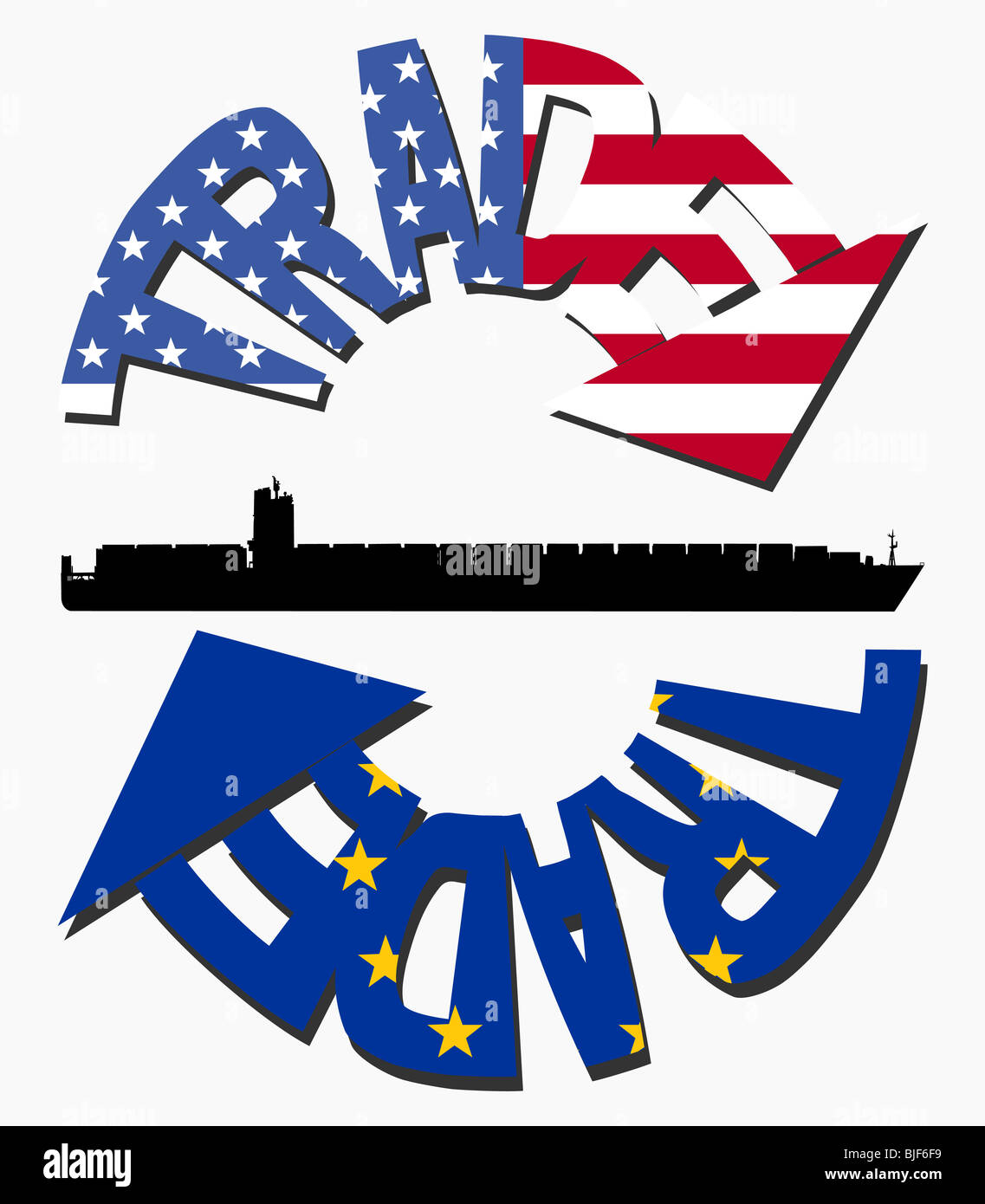 American and EU trade with flags and container ship Stock Photo - Alamy