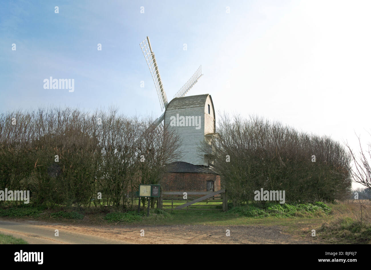 Restored post mill at Thrigby, Norfolk, United Kingdom Stock Photo - Alamy