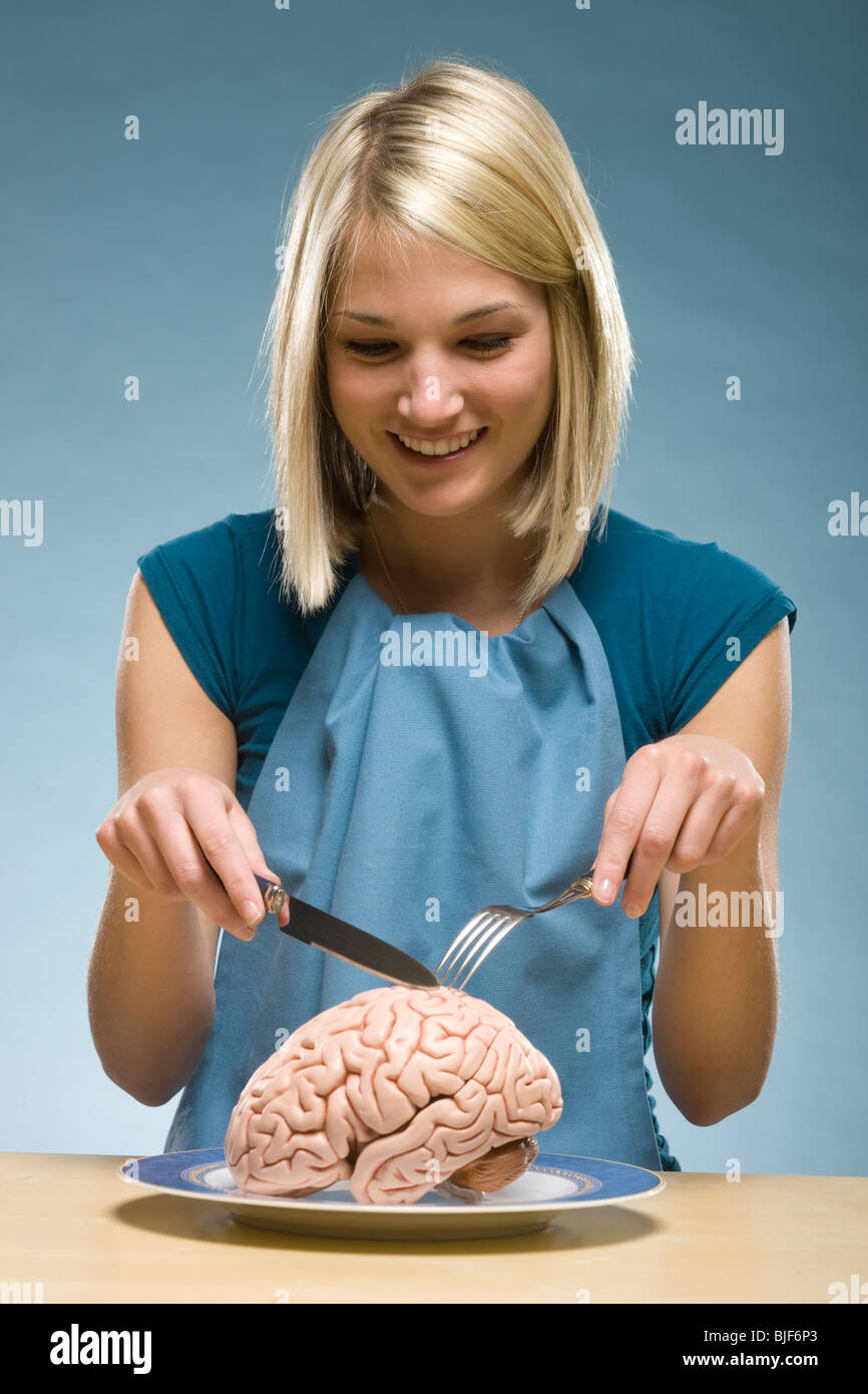 woman eating "brain food Stock Photo - Alamy