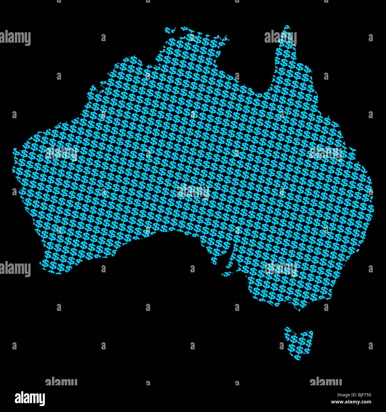 Australia map with dollar symbols on black illustration Stock Photo - Alamy