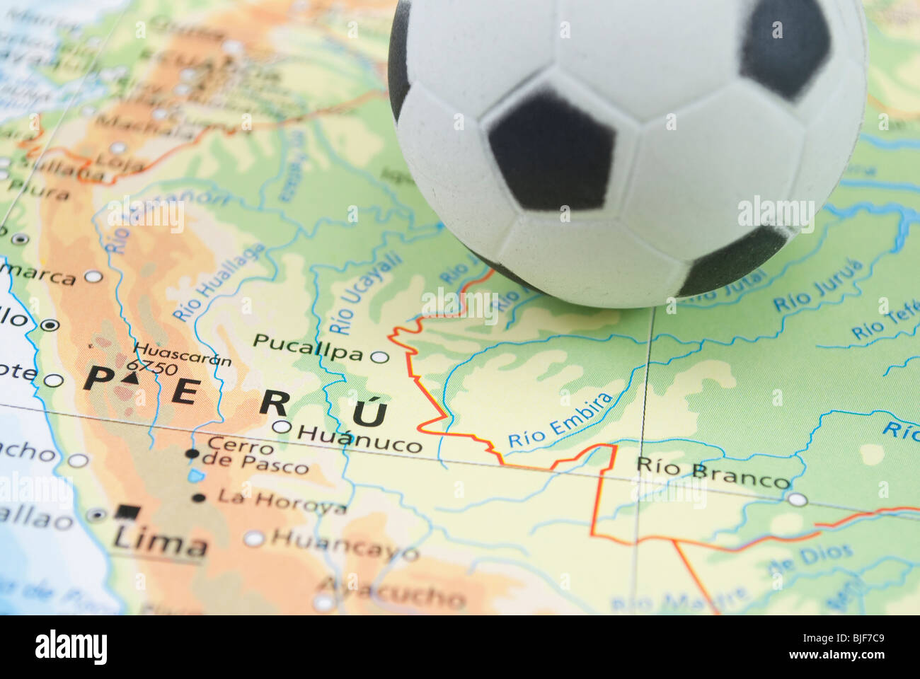 World map on soccer ball hi-res stock photography and images - Alamy