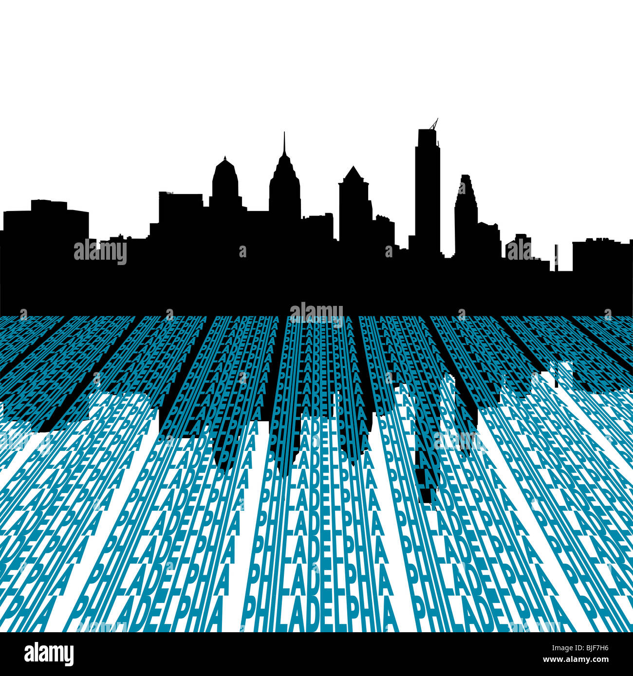 Philadelphia skyline with text foreground illustration Stock Photo - Alamy