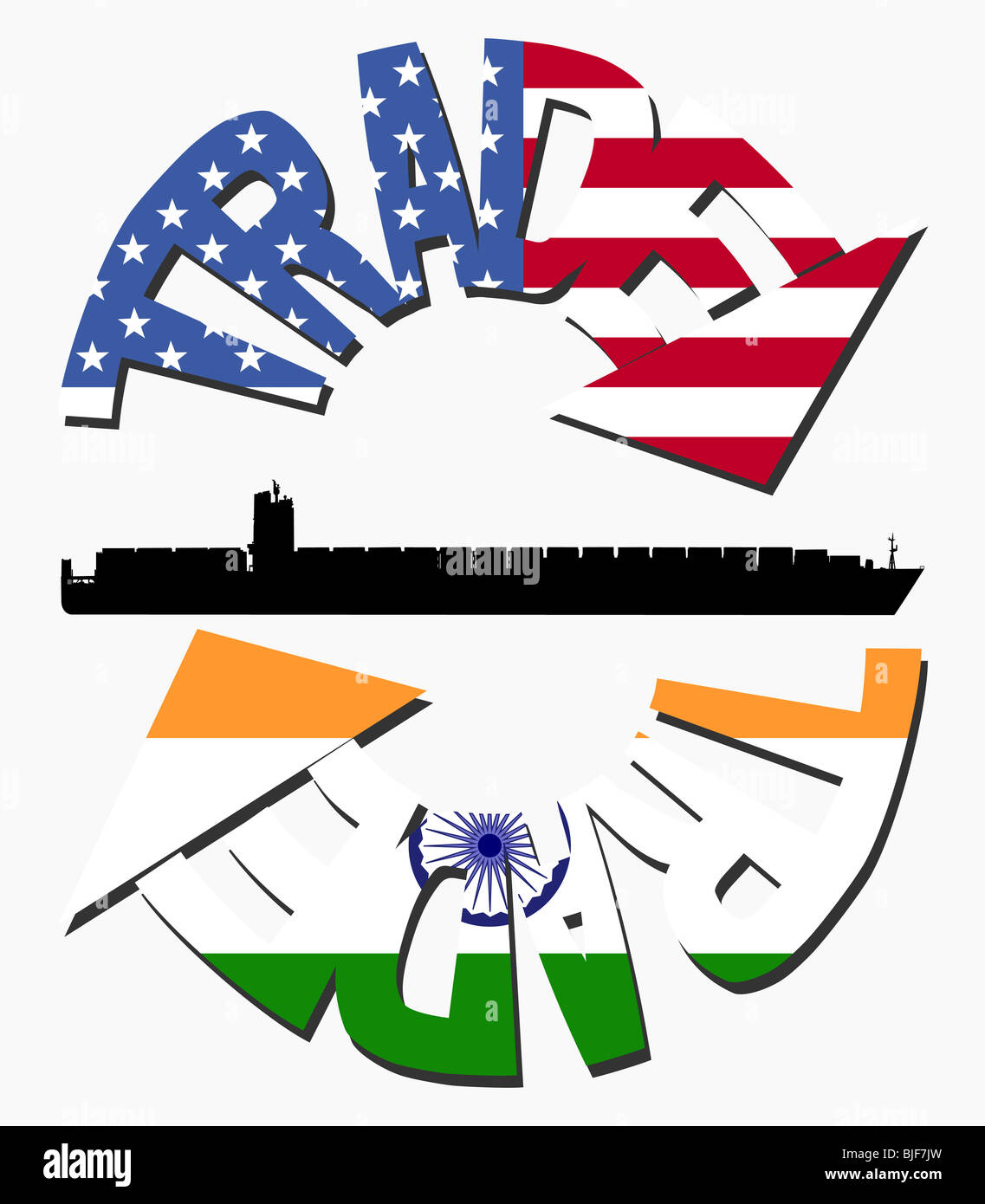 American and Indian trade with flags and container ship Stock Photo - Alamy