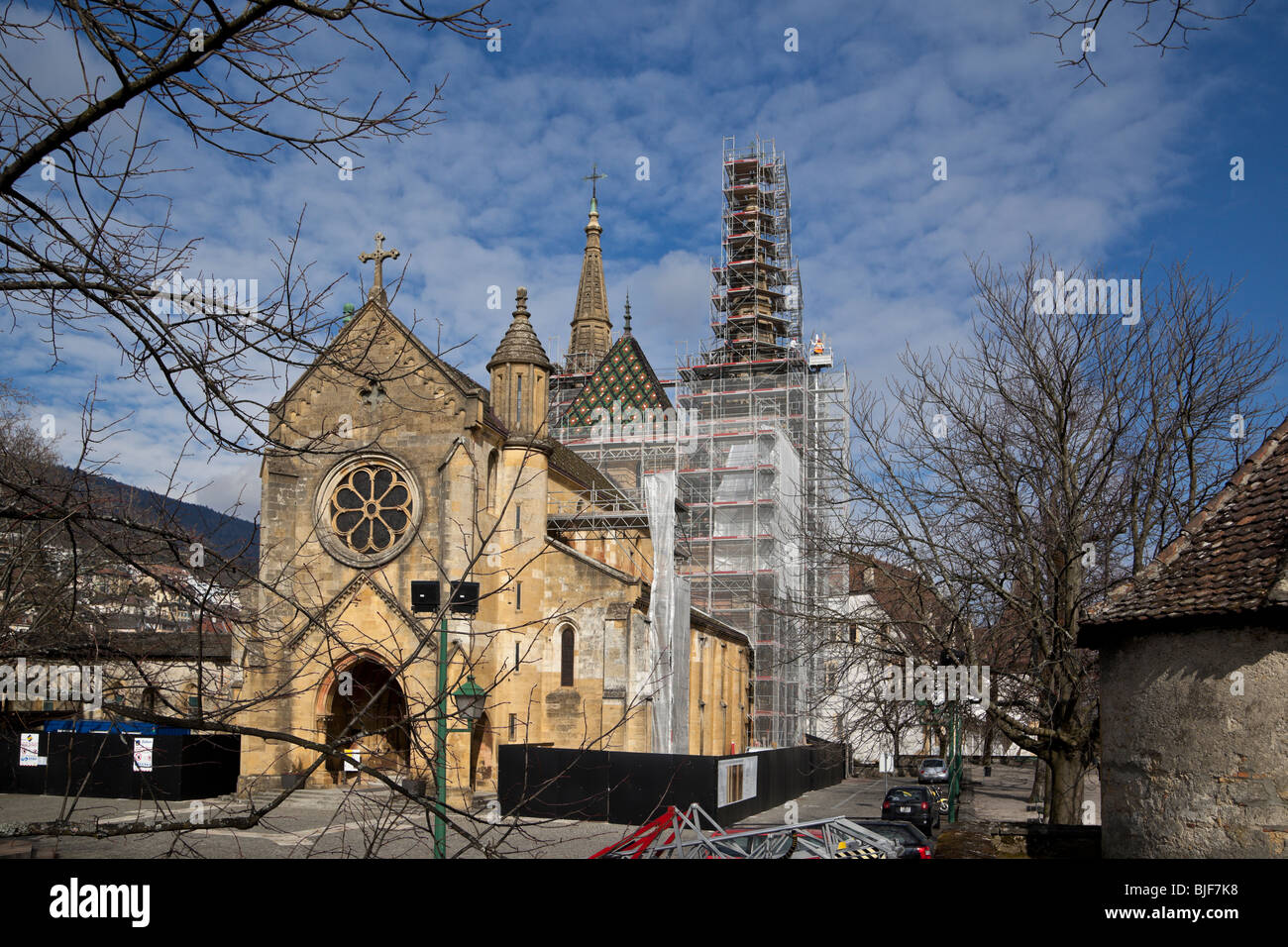 Renovation of La Collegiale with scaffold, Neuchatel, Switzerland ...