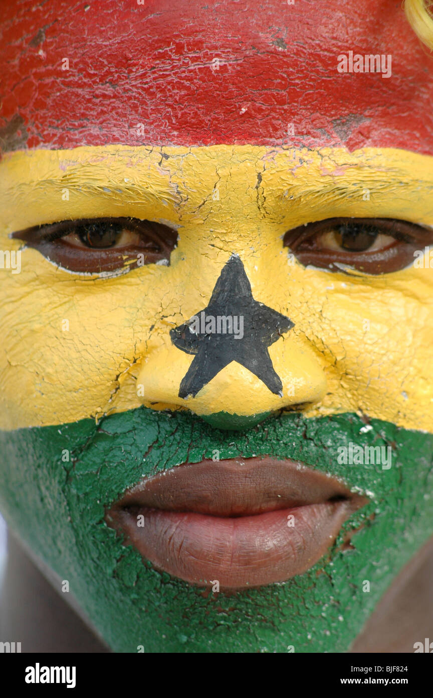 Ghana flag face paint hi-res stock photography and images - Alamy