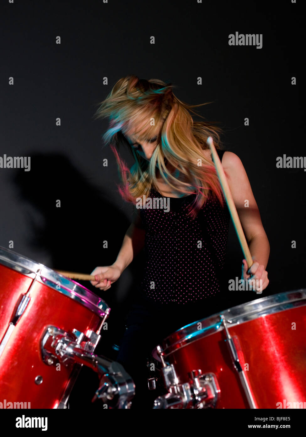 rocker girl on the drums Stock Photo - Alamy