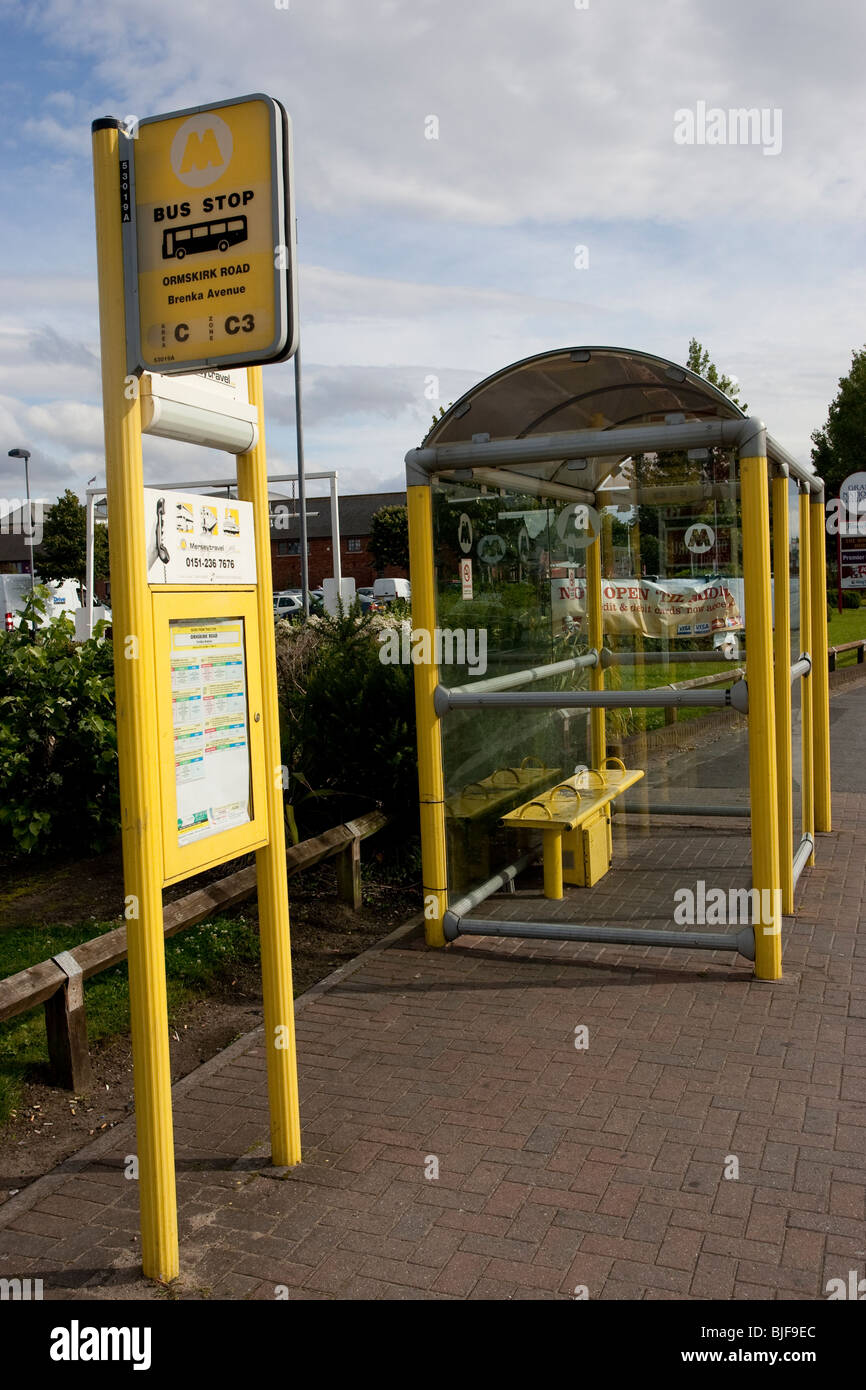 Liverpool Bus service Bus Stop Mersyside Stock Photo - Alamy