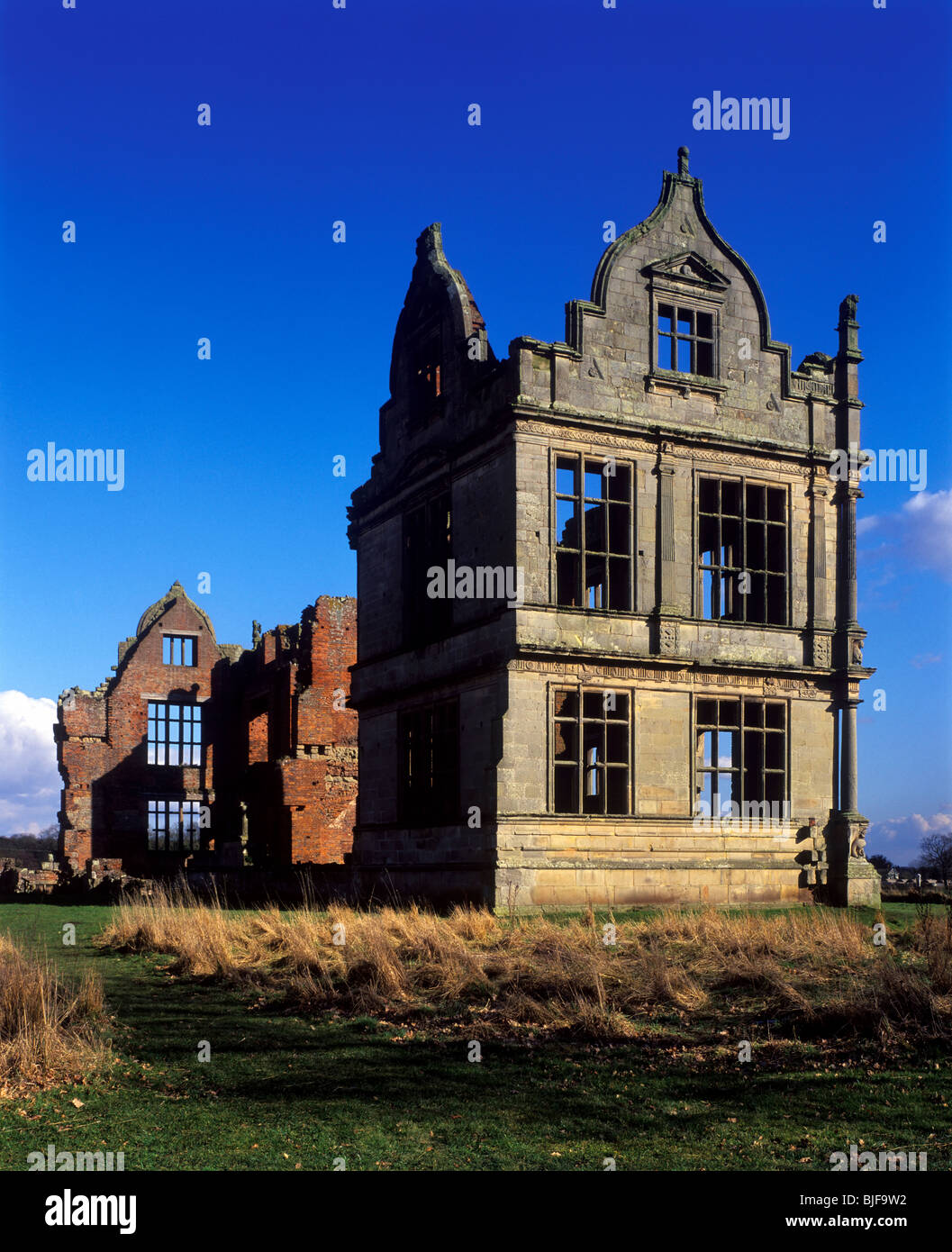 The ruin of the Elizabethan manor house of Moreton Corbet near Shawbury ...