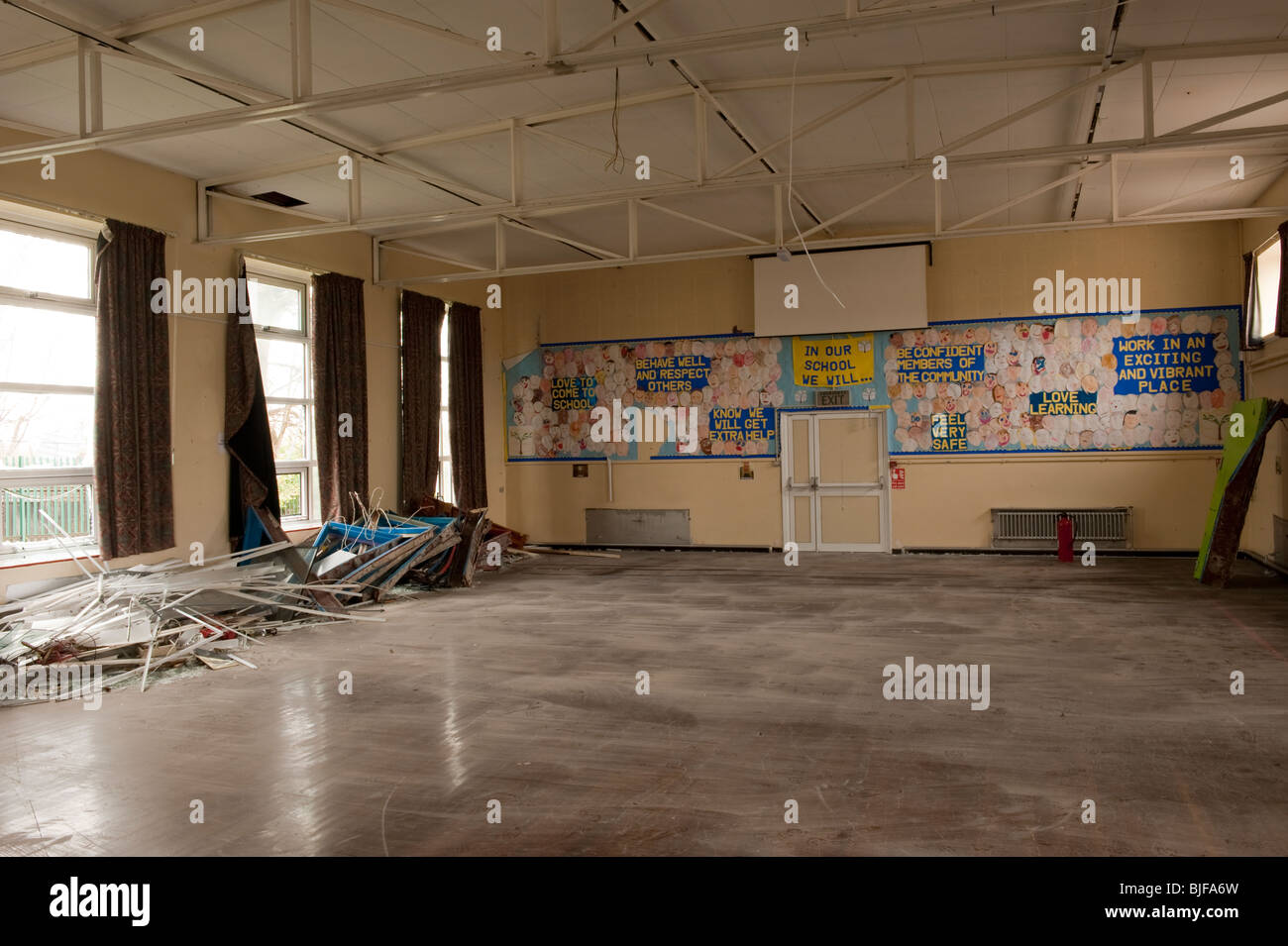 Derelict and empty school hall awaiting demolition Stock Photo - Alamy