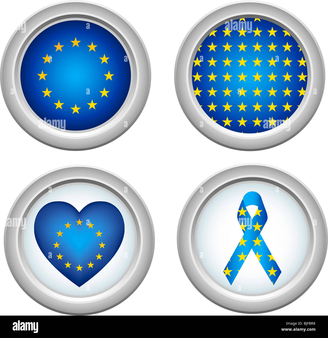 European Union Buttons with heart, flag and ribbon Stock Photo - Alamy