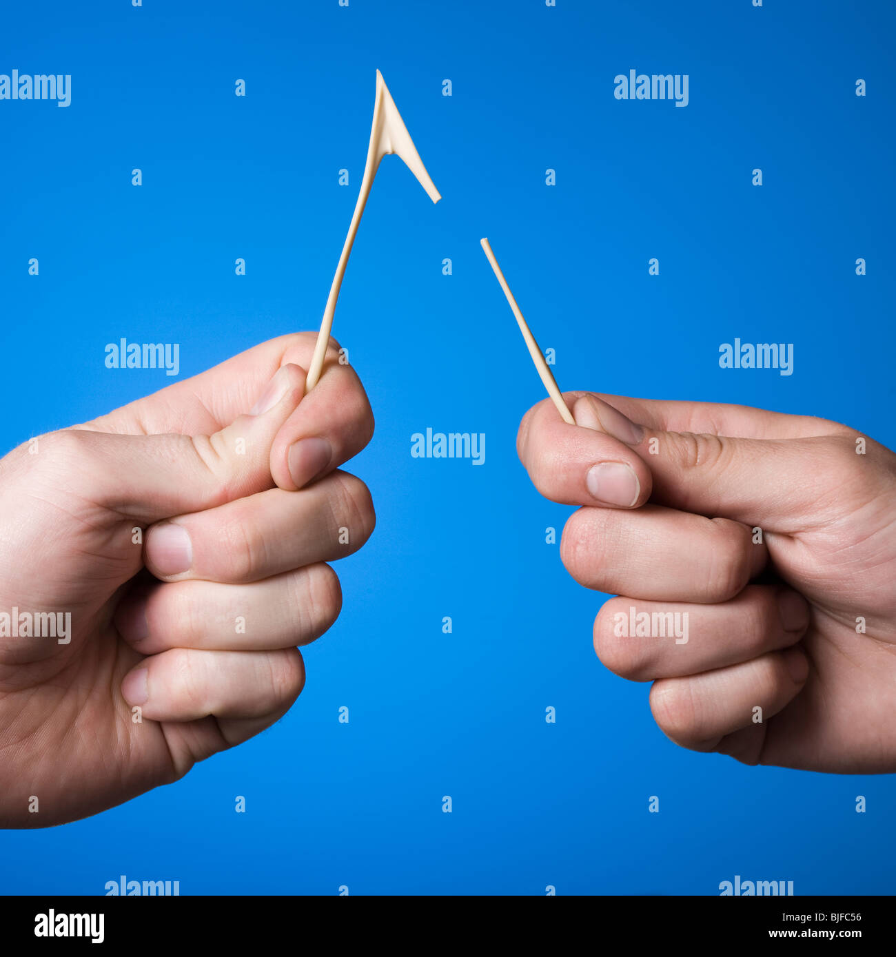 Hand holding a wishbone Stock Photo - Alamy