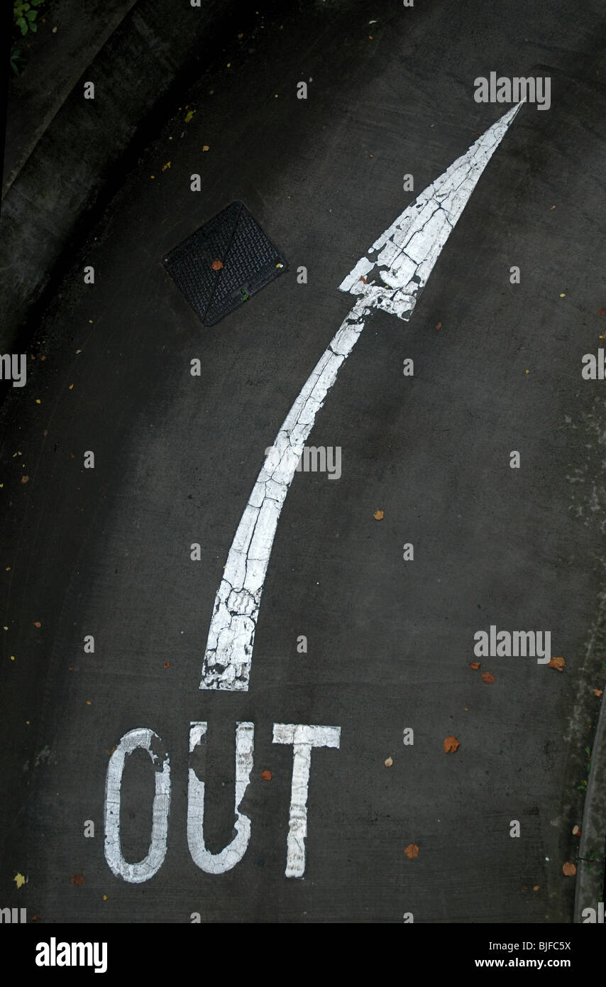 'OUT' sign with arrow Stock Photo - Alamy