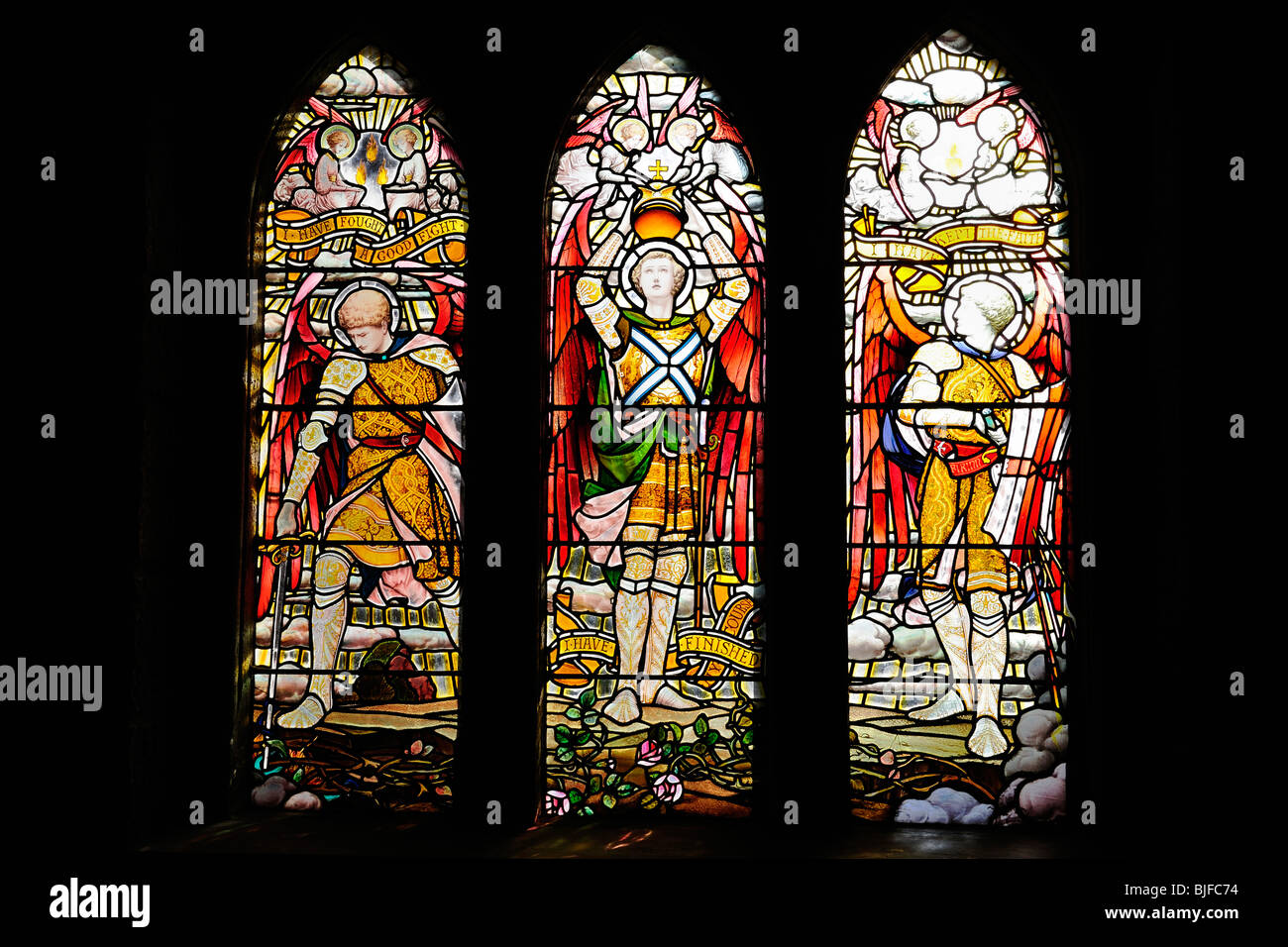 Stained glass window St Conan's Kirk on Loch Awe, Argyll, Scotland ...