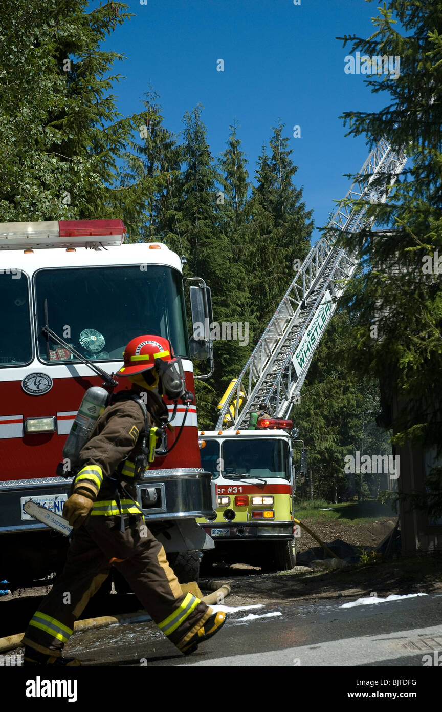 This an image of a firefighting scene in British Columbia Canada Stock ...
