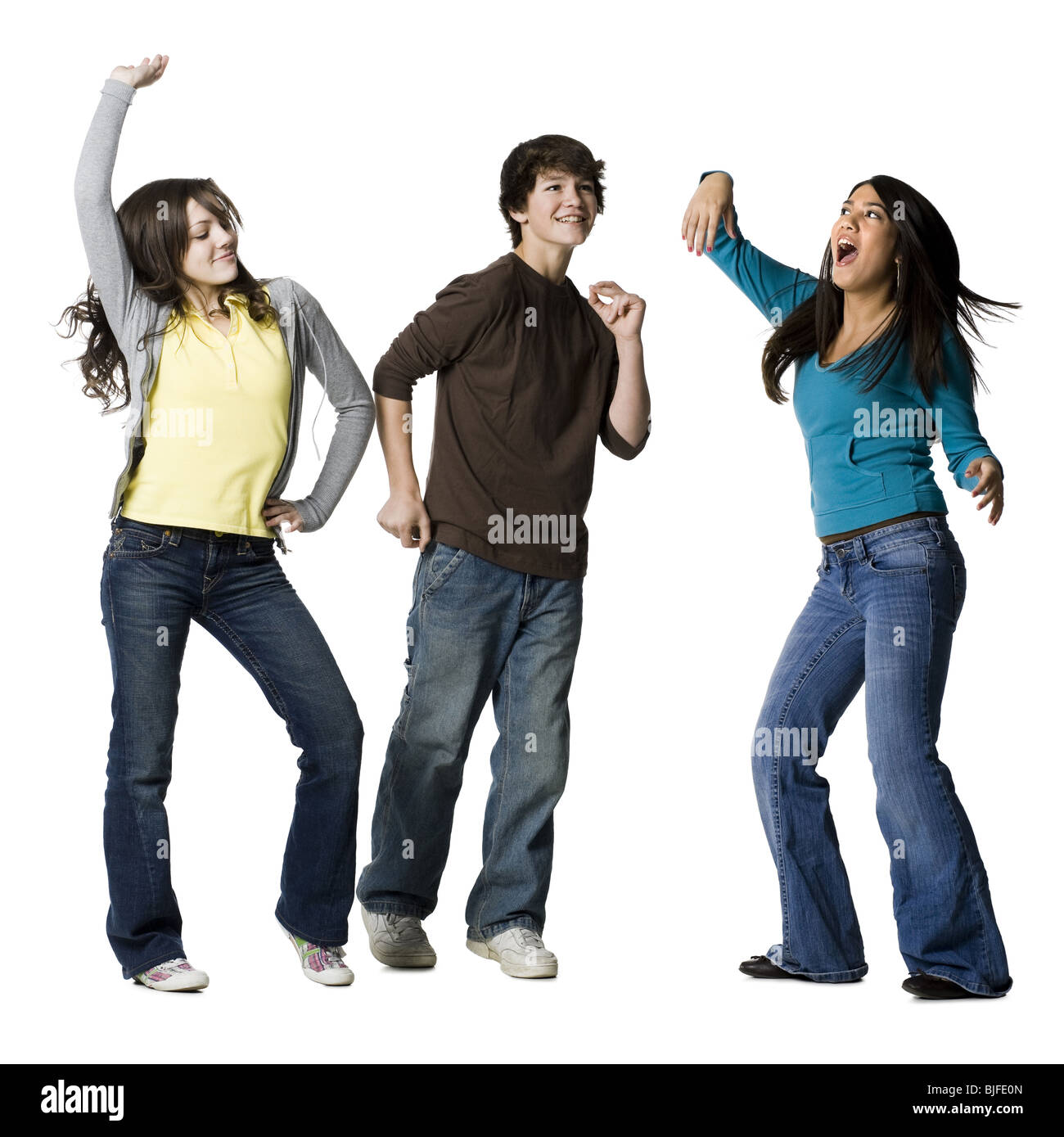 three teenagers dancing Stock Photo - Alamy