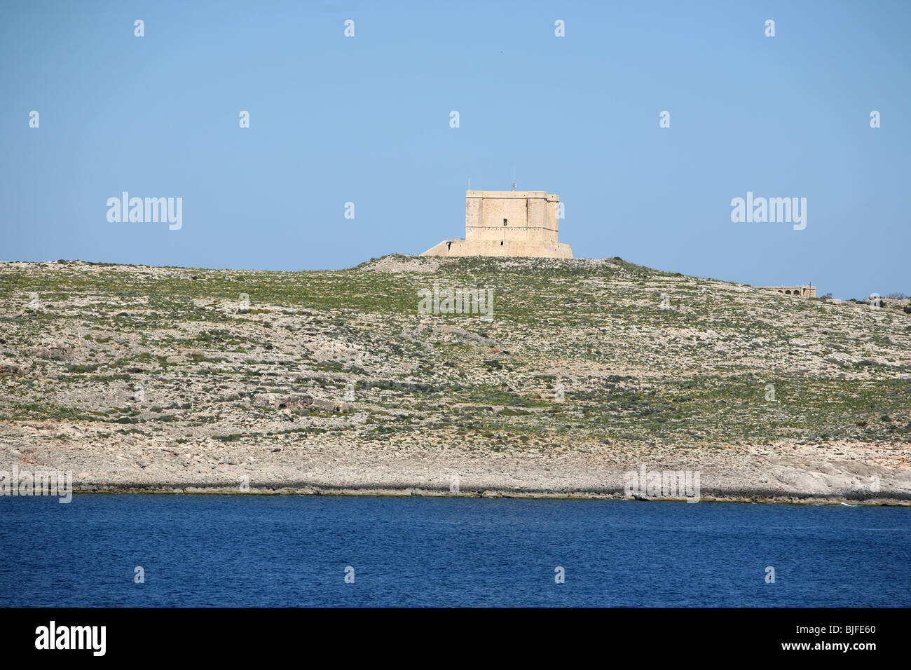 The sea channel between the island of Gozo, on the Maltese archipeligo ...