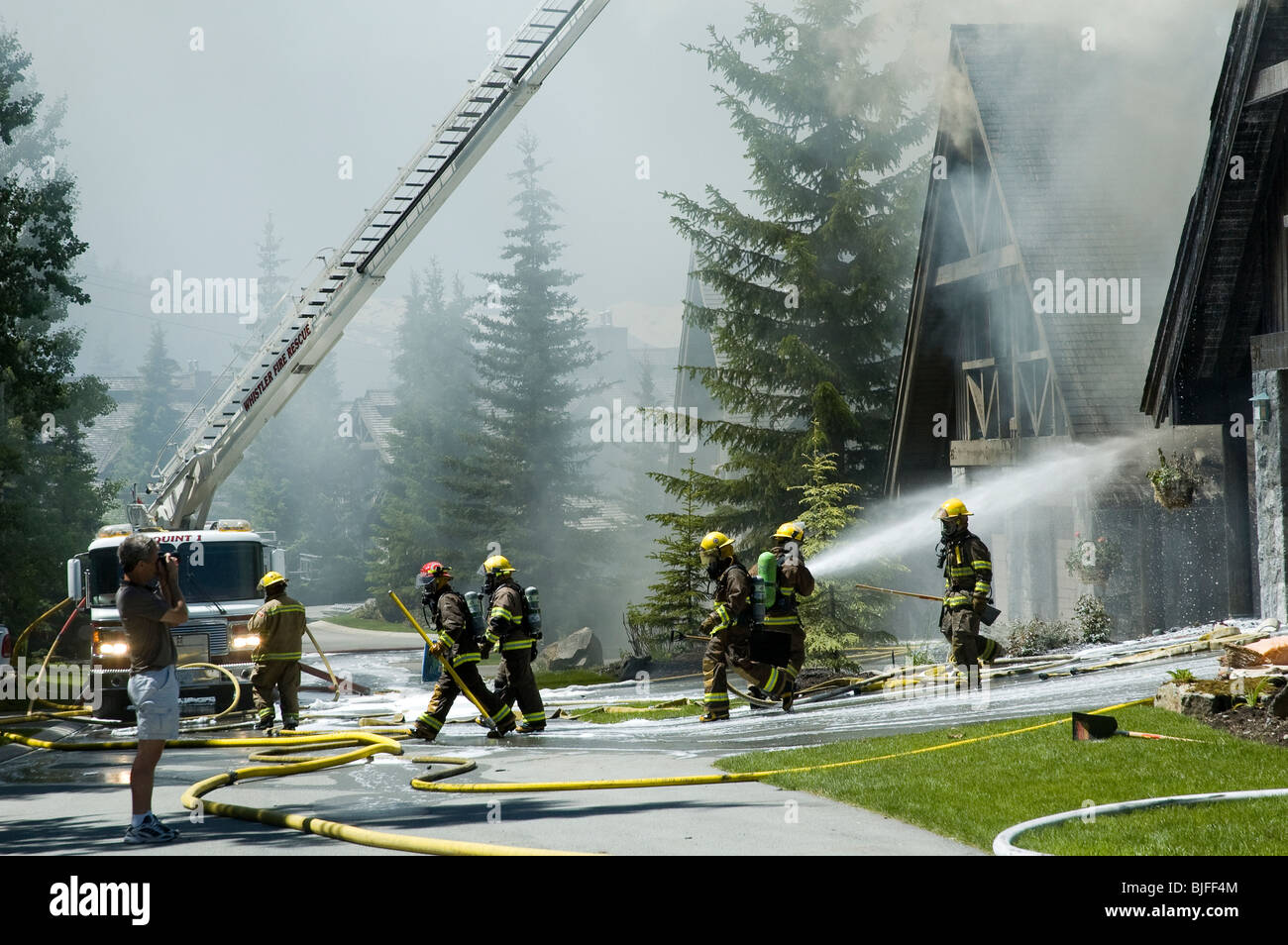 This an image of a firefighting scene in British Columbia Canada Stock ...