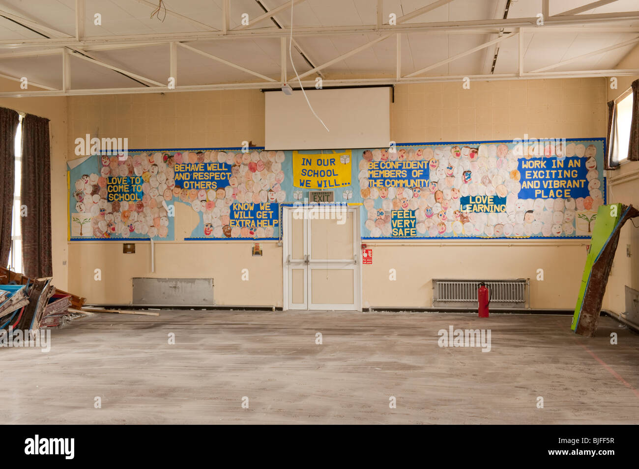 Derelict and empty school hall awaiting demolition Stock Photo - Alamy