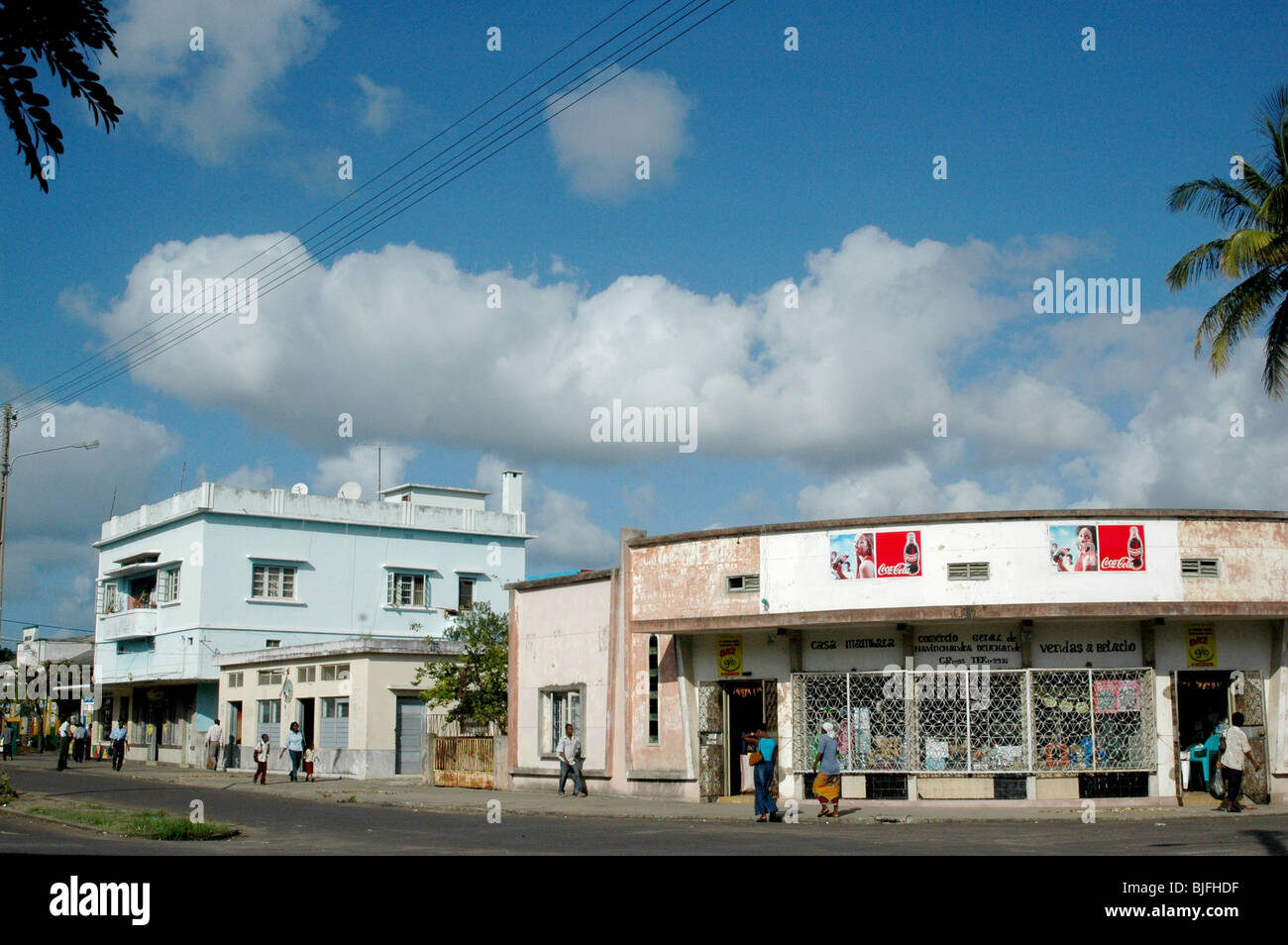 Shops in the town of Inhambane. Inhambane, Southern Mozambique, Africa ...