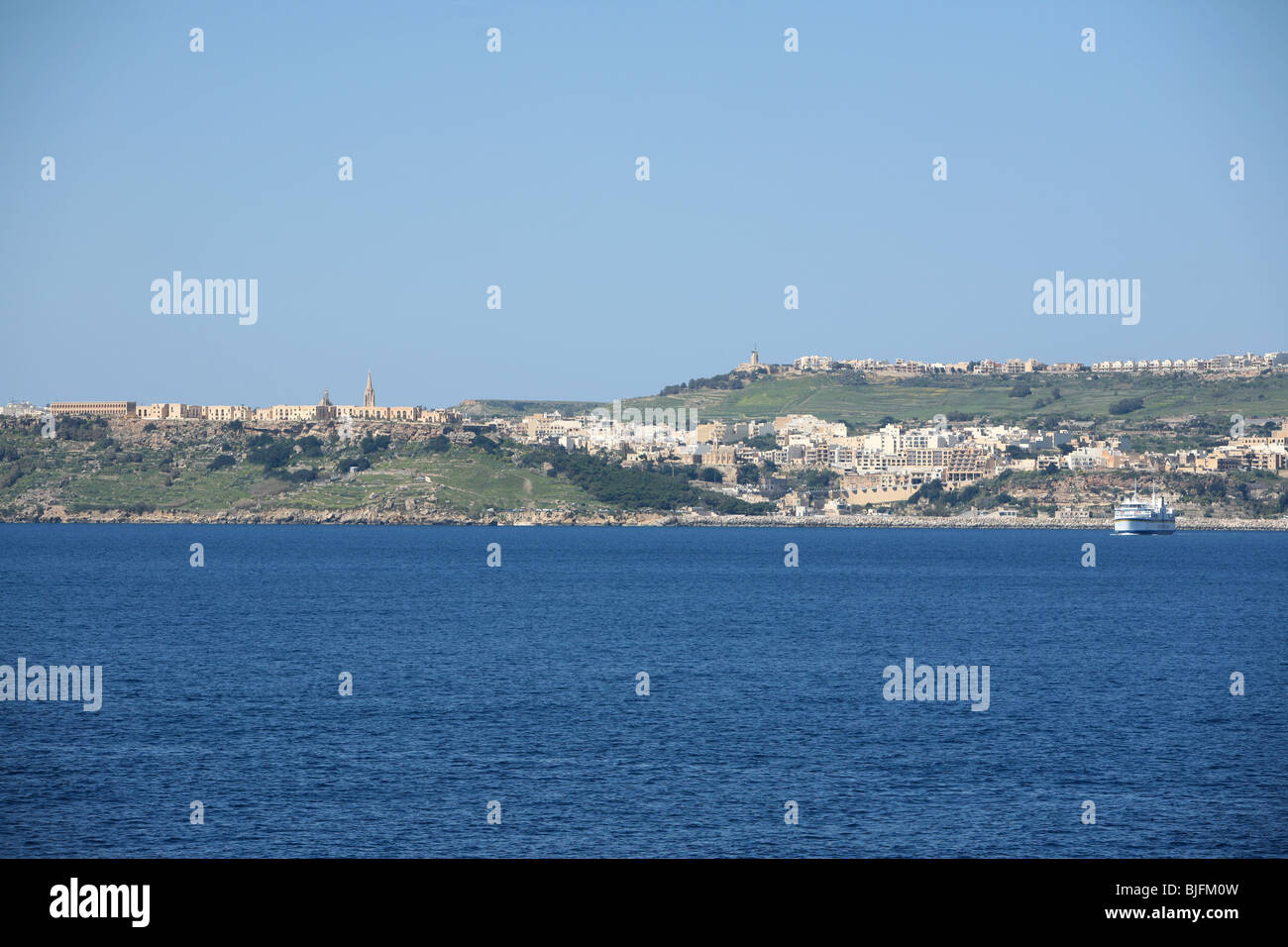 The sea channel between the island of Gozo, on the Maltese archipeligo ...