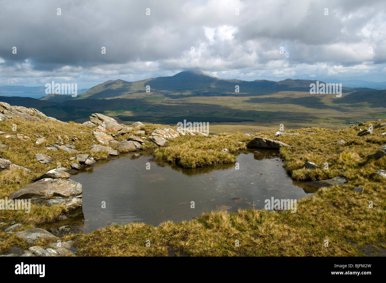 Croagh Patrick from the ridge of the Sheeffry Mountains, County Mayo ...