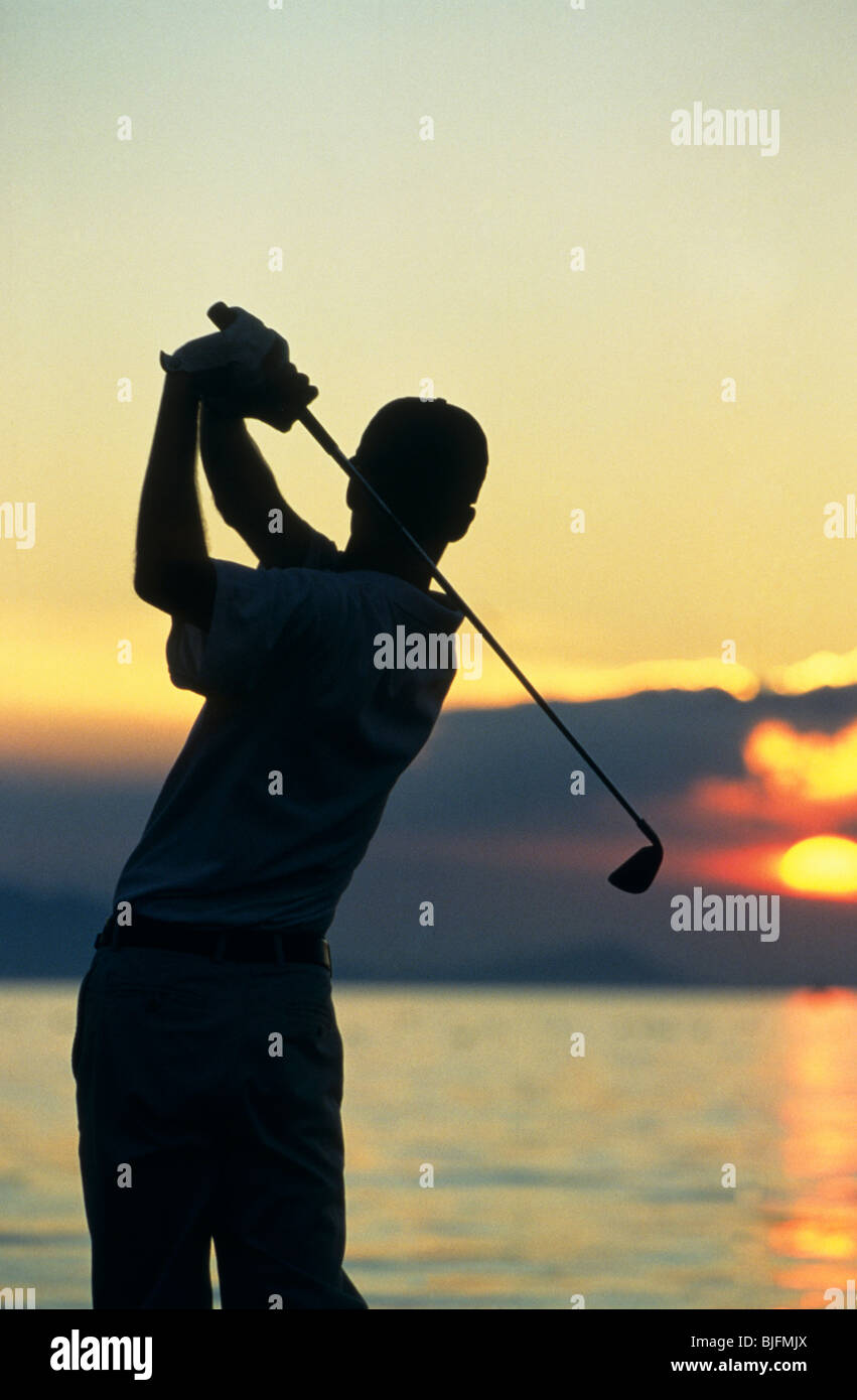 Rear view teeing off golf hi-res stock photography and images - Alamy
