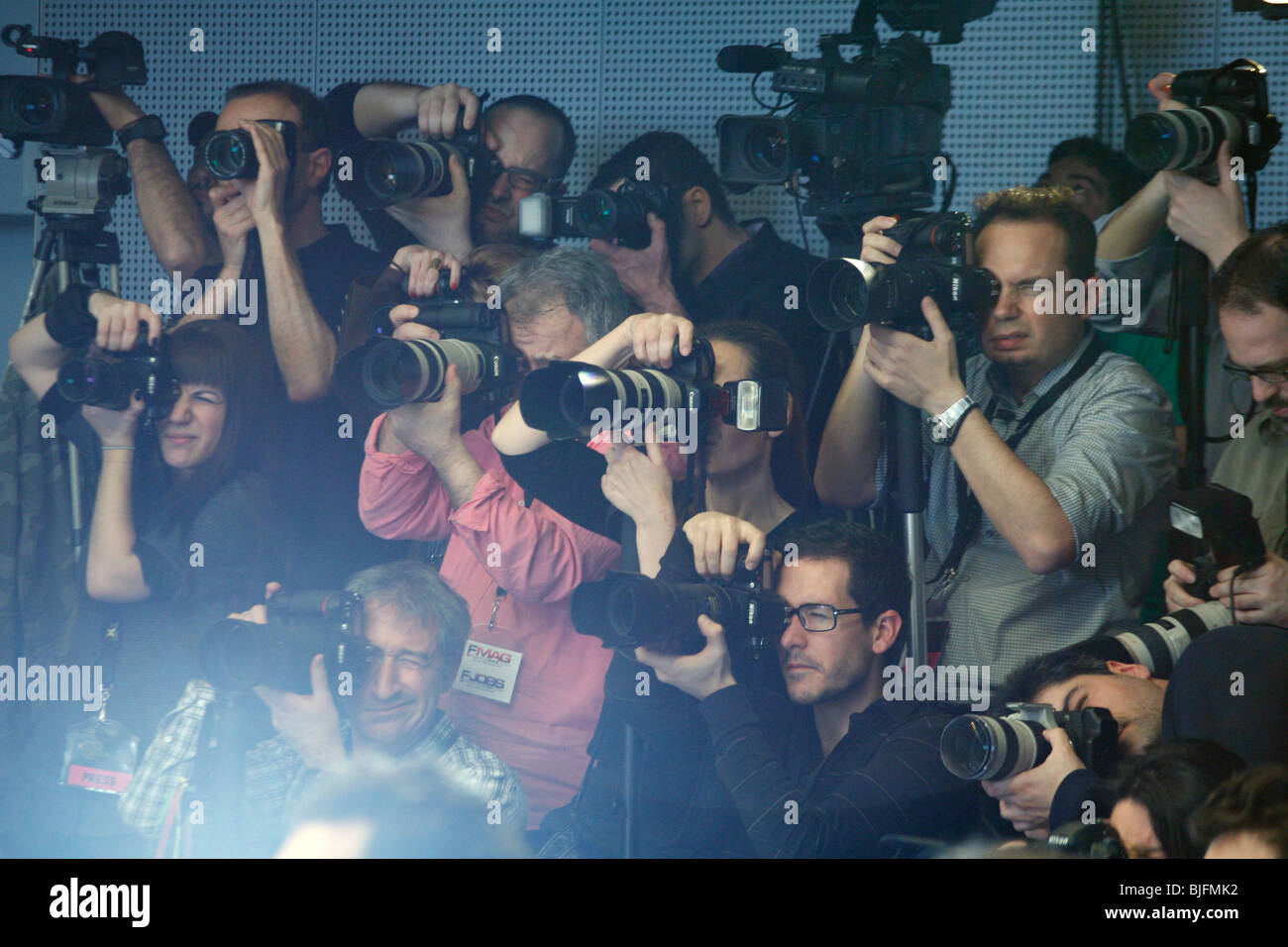 Photographers in fashion show Stock Photo - Alamy