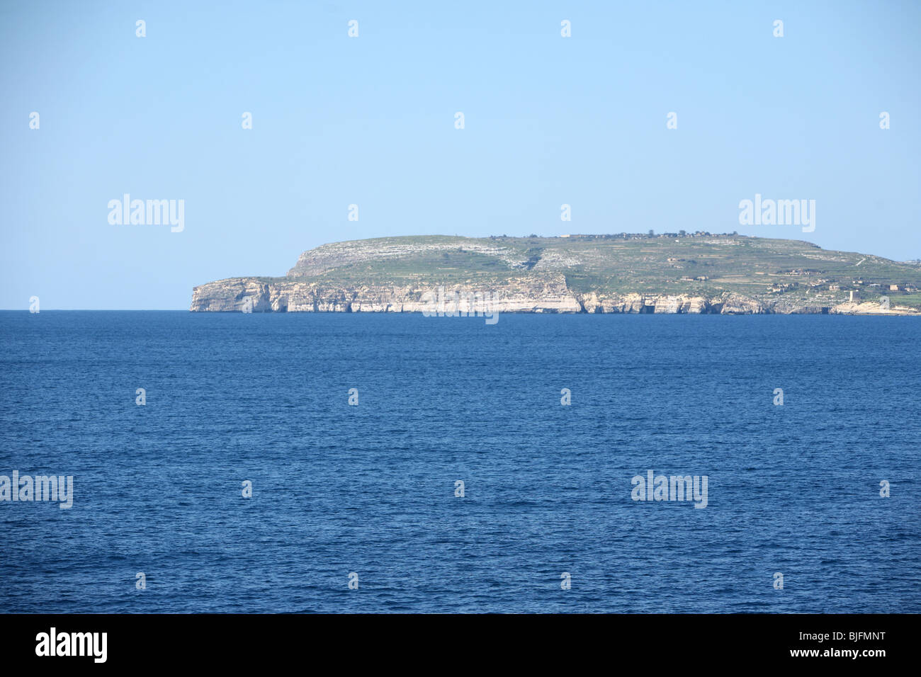 The sea channel between the island of Gozo, on the Maltese archipeligo ...