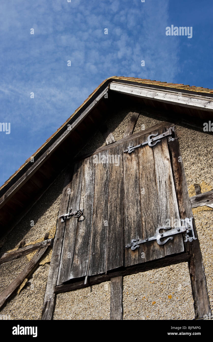 detail of an old timbered building formerly a granary in Little ...