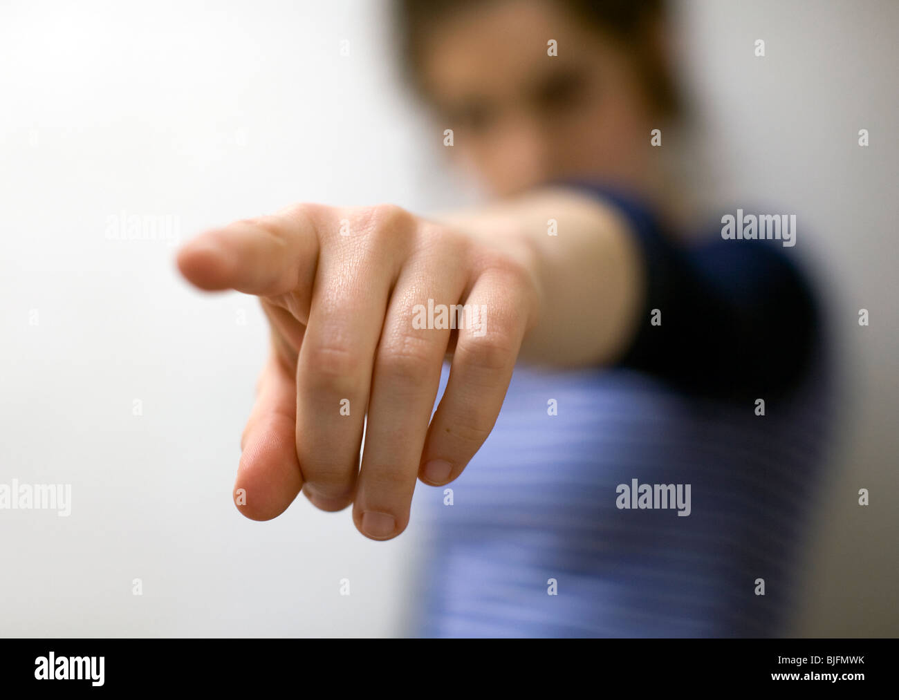 Finger pointing gesture: MODEL RELEASED Stock Photo - Alamy