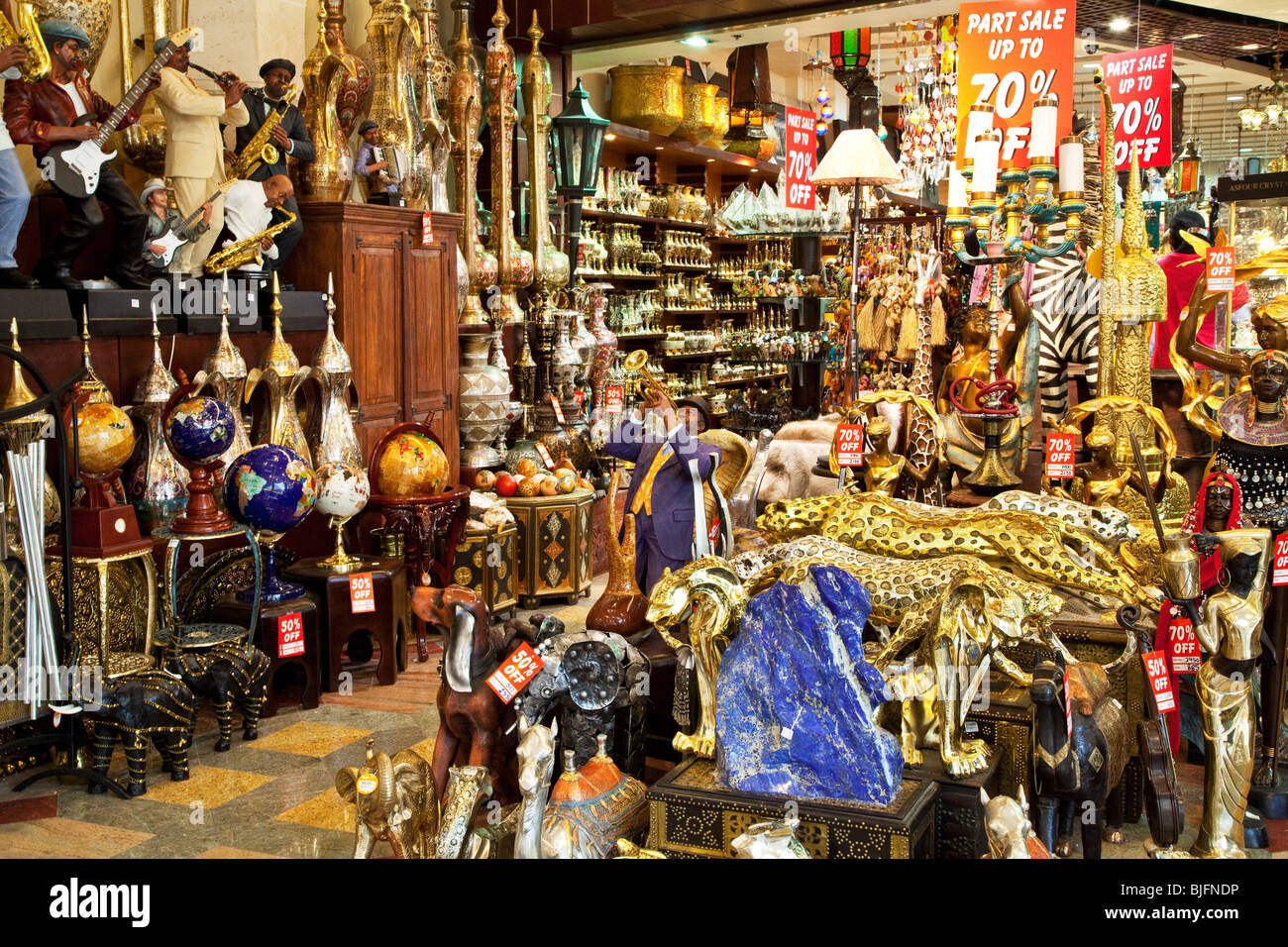 Interior of shop in the Arabian Souk area in the Emirates Mall, Dubai ...