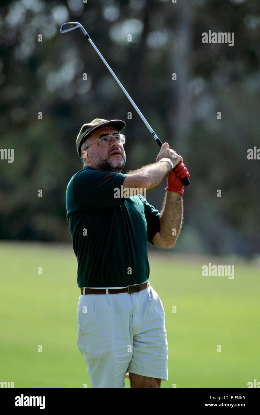 Golfer in action on a golf course Stock Photo - Alamy
