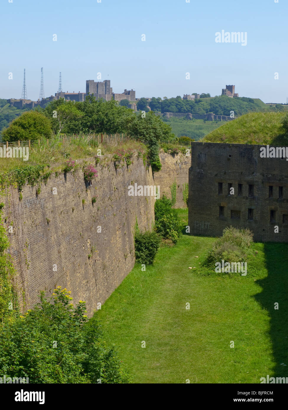 Drop Redoubt with Dover Castle in the distance, Western Heights, Dover ...