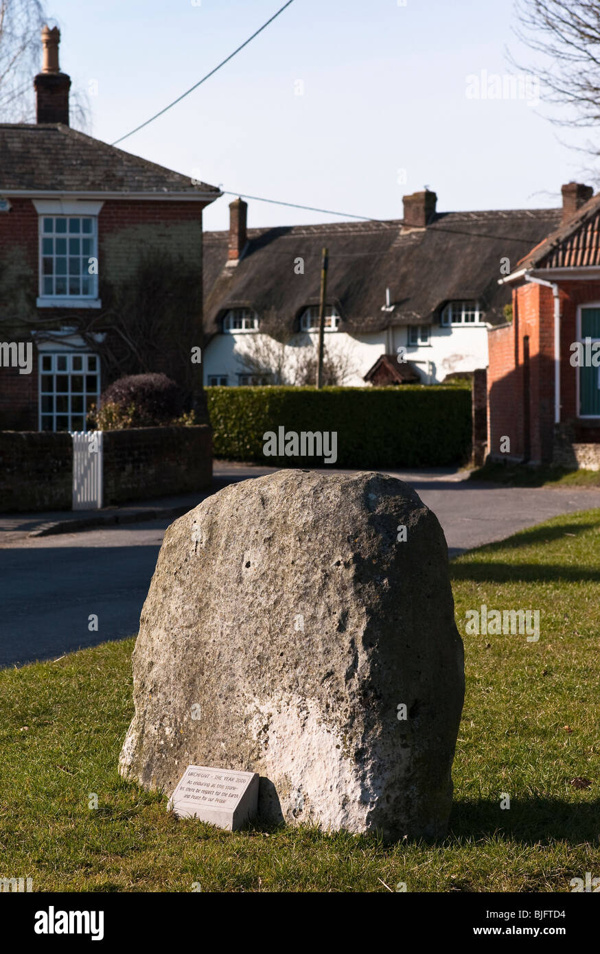 The village Millennium stone in Urchfont Wiltshire England UK EU Stock ...