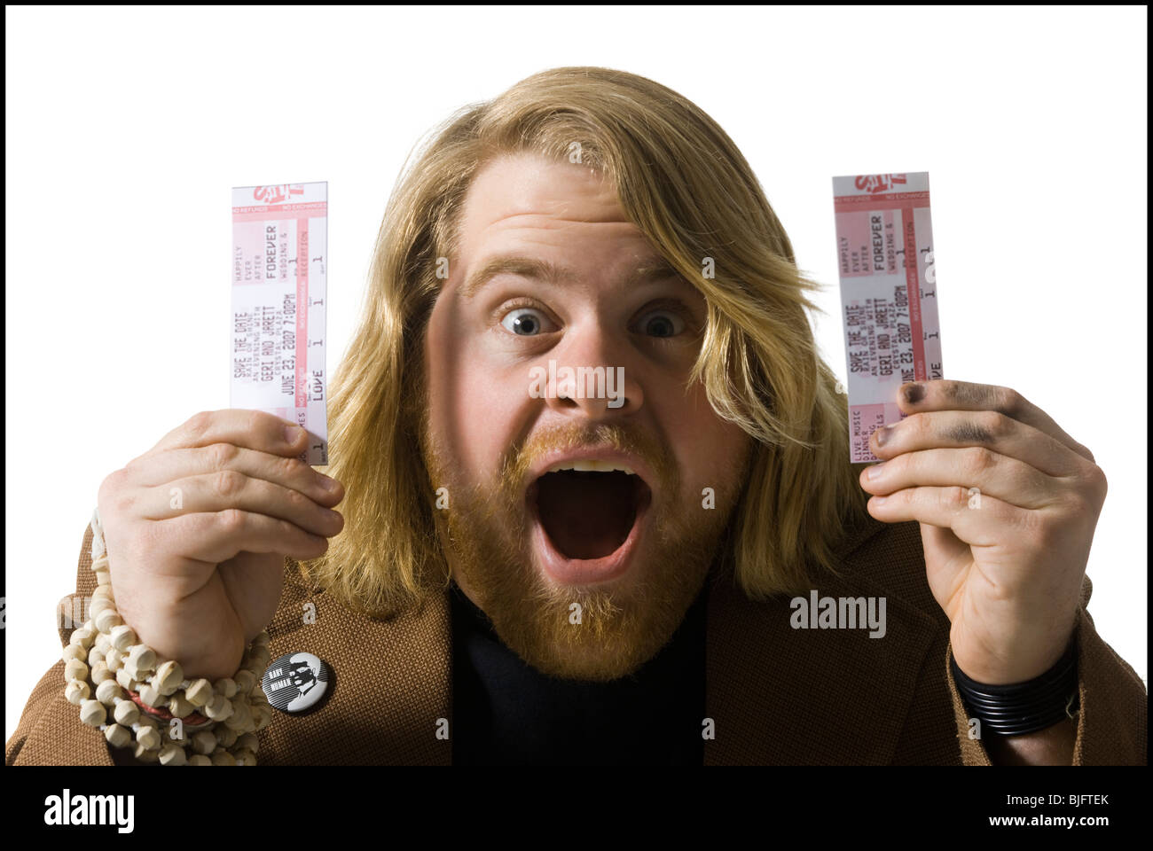 man holding tickets Stock Photo - Alamy