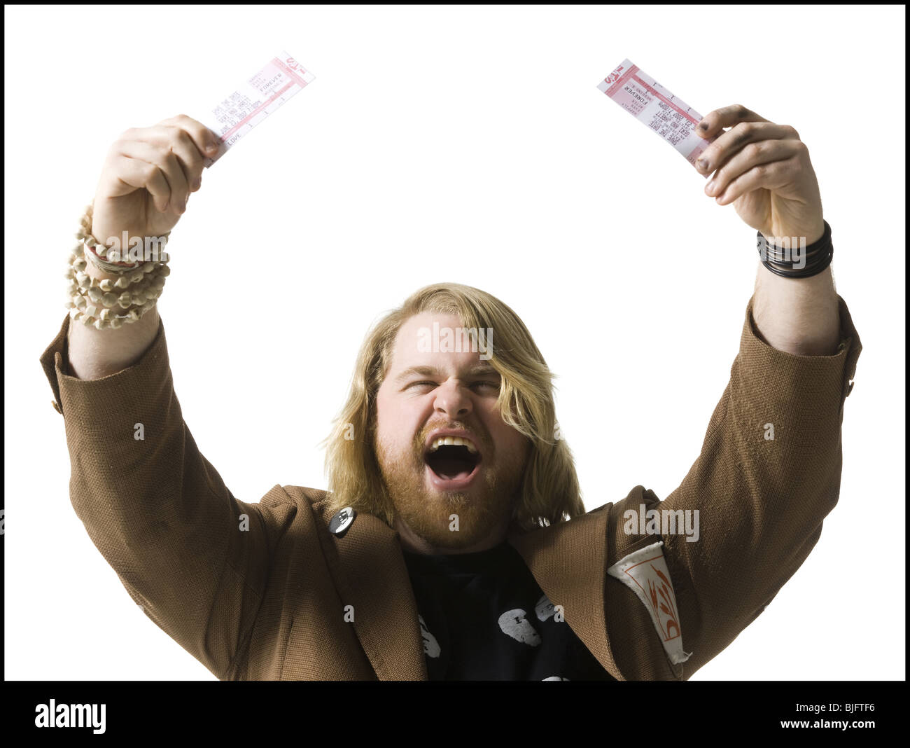 man holding tickets Stock Photo - Alamy
