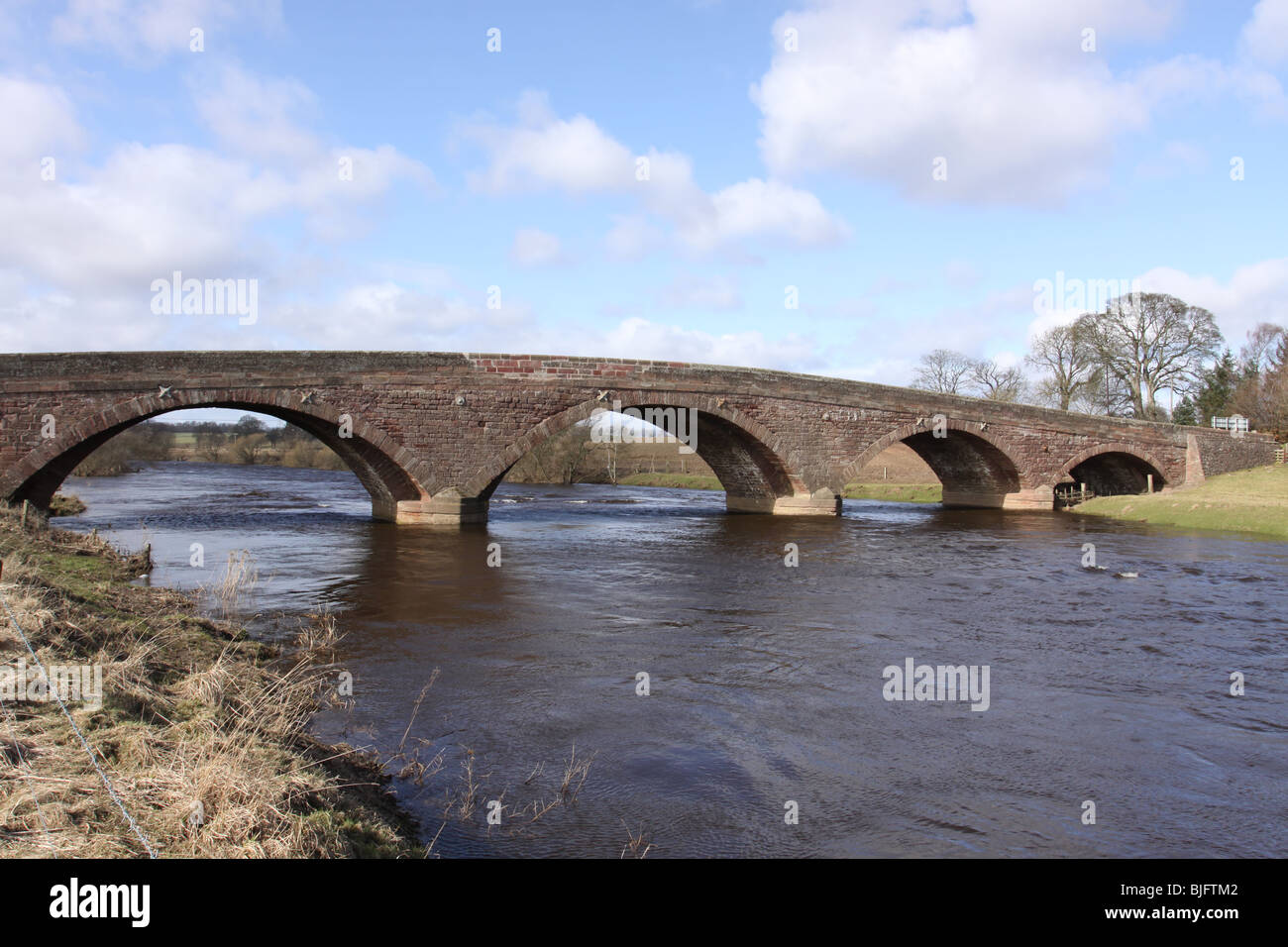 stone arch bridge over River Isla near Coupar Angus Scotland March 2010 ...
