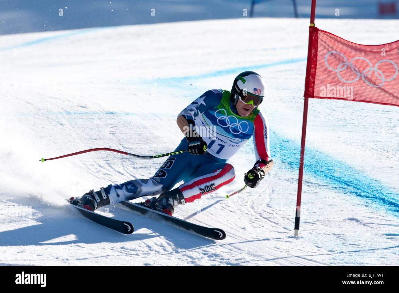Bode Miller (USA) competing in the Alpine Skiing Men's Super G event at ...