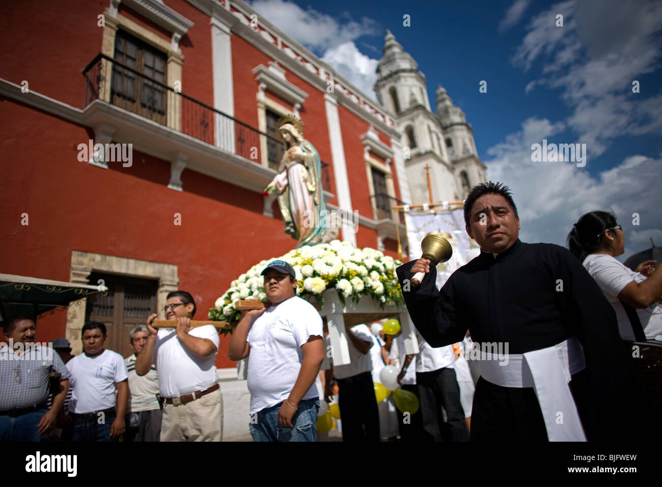 People participate in a Roman Catholic procession at the main square in ...