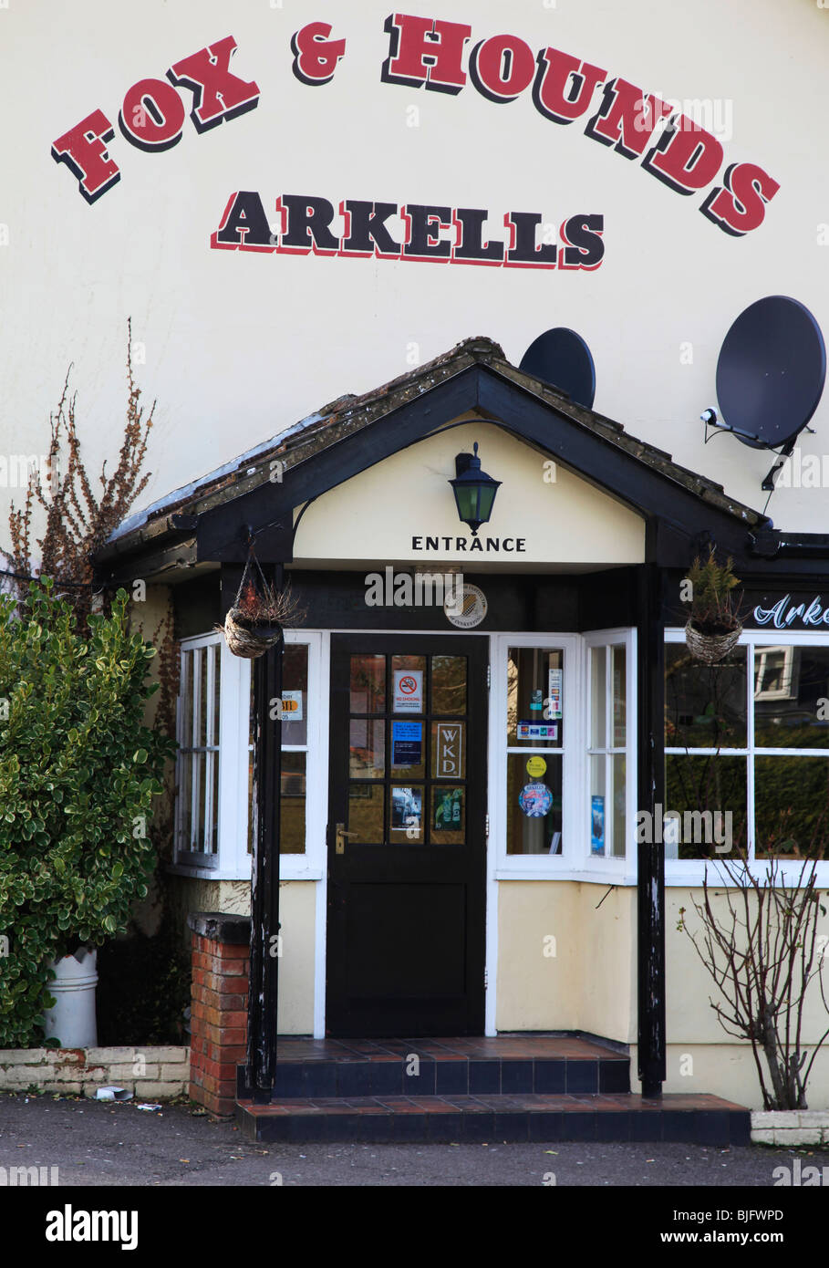 Entrance to the Fox and Hounds pub in Wroughton, Wiltshire, England, UK ...