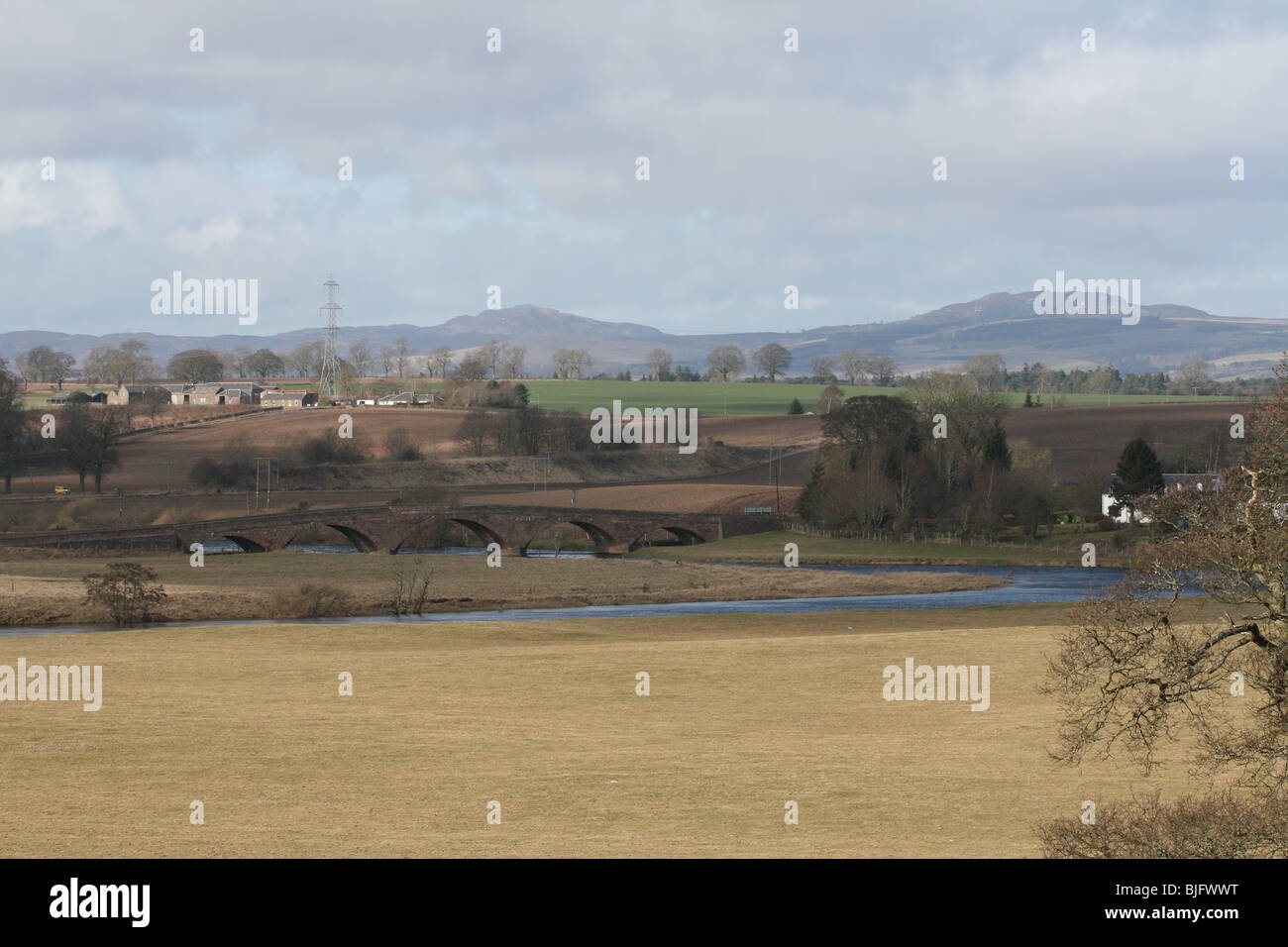 stone arch bridge over River Isla near Coupar Angus Scotland March 2010 ...