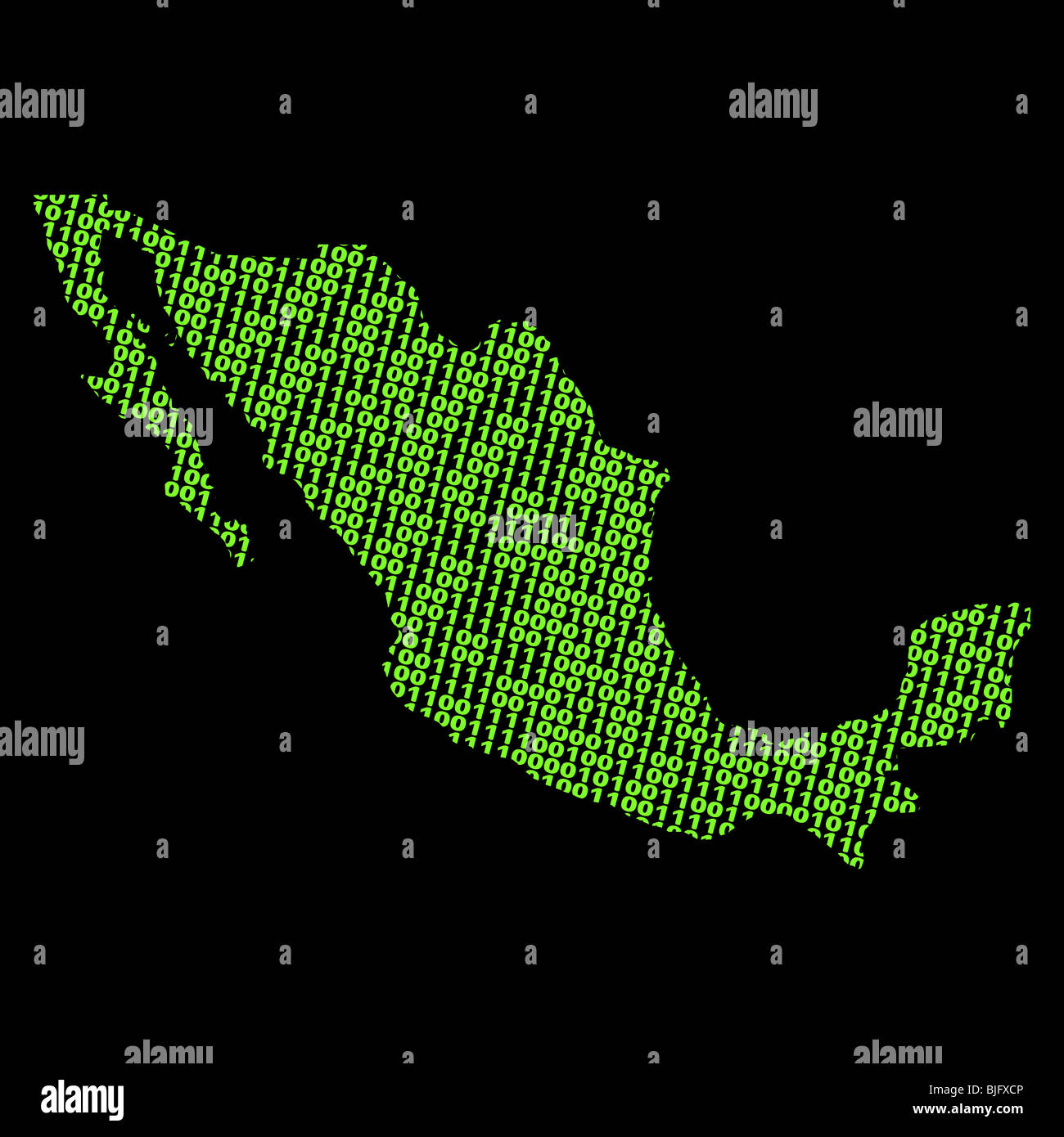 Mexico map with green binary code illustration Stock Photo - Alamy