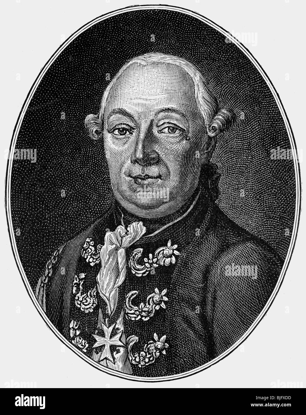 Kalckreuth, Hans Nikolaus von, 1720 - 1807, Prussian general, portrait ...