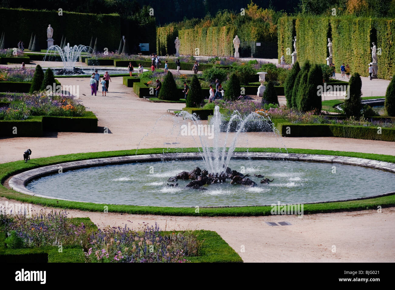 Paris, France - Tourists Visiting French Park, Water Fountain in ...