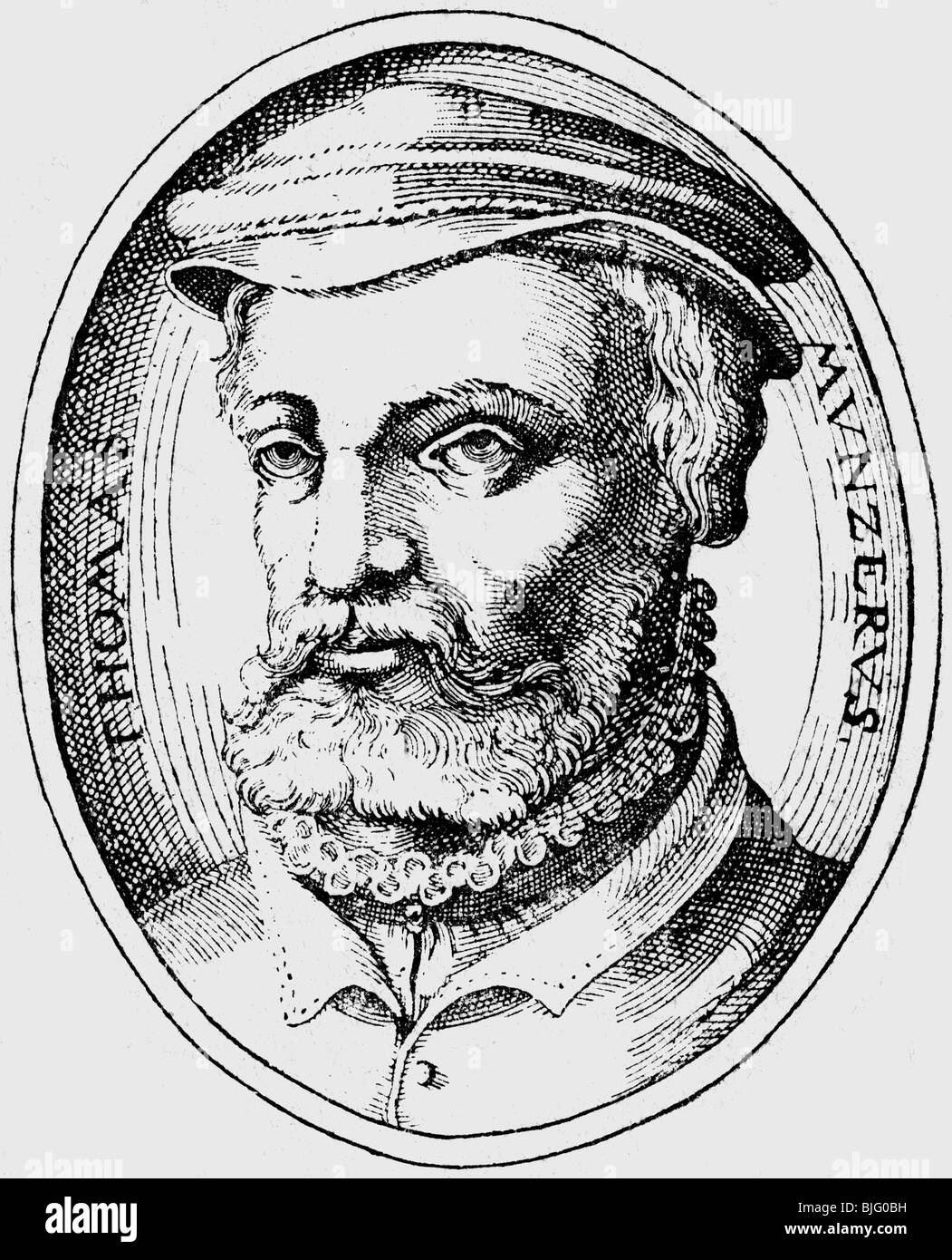 Muentzer, Thomas, circa 1490 - 27.5.1525, German clergyman, portrait ...
